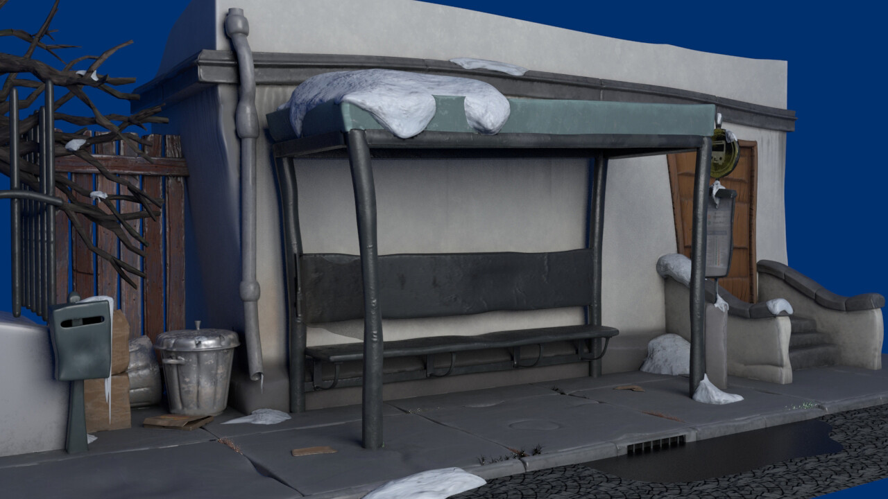 ArtStation - Stylized Bus Stop