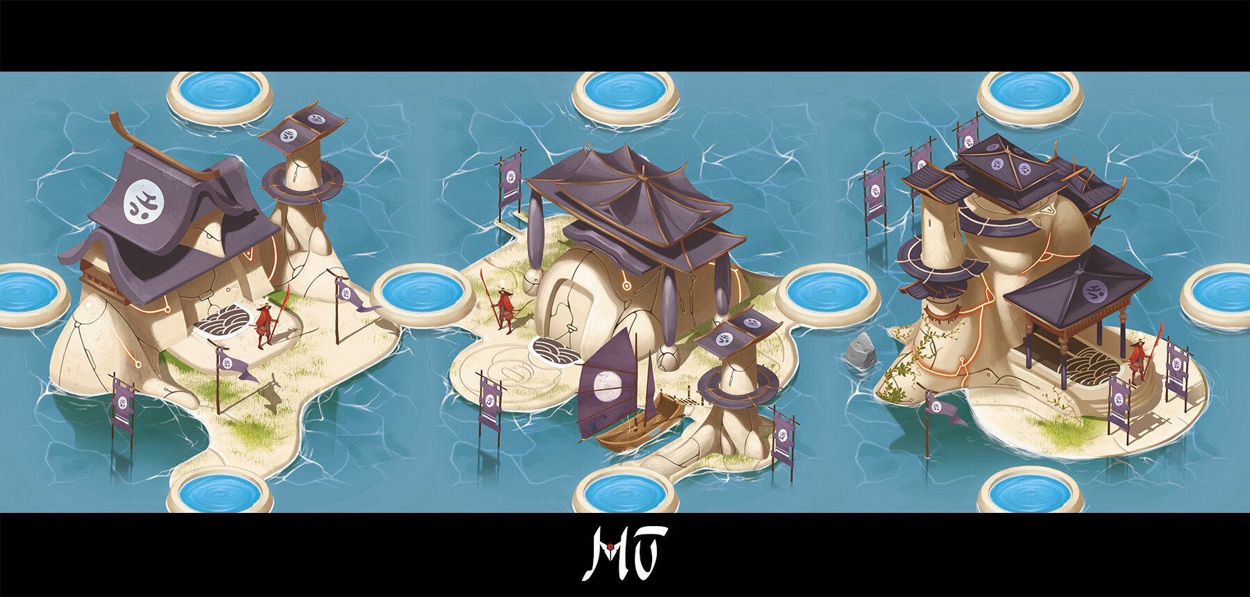 ArtStation - "Mū" Boardgame - Buildings