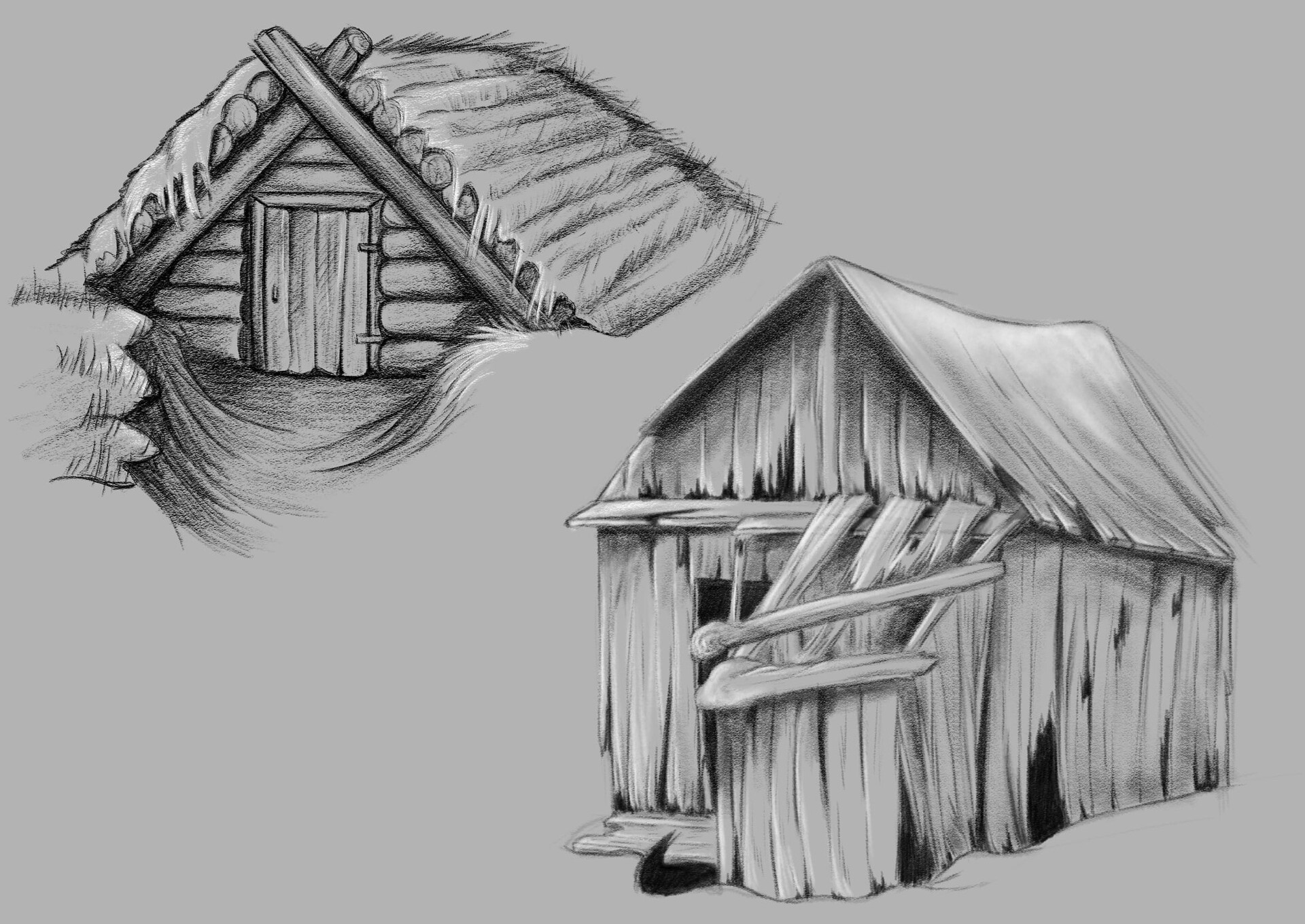 ArtStation - Some studies of huts