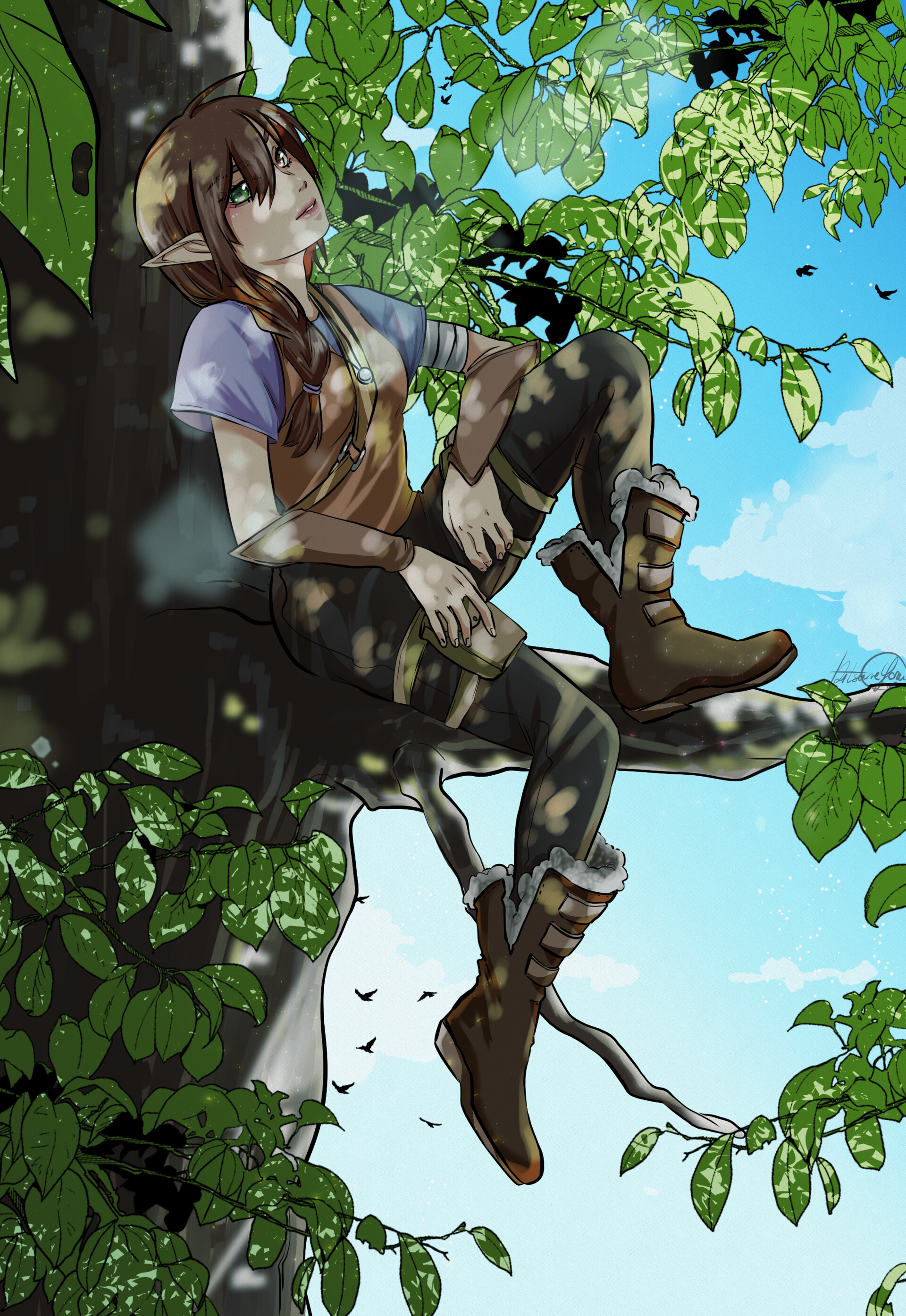 ArtStation - Elf on a tree.