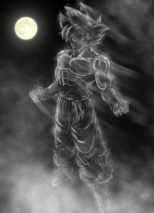 ArtStation - Goku Attraverso la Luce della Luna - Goku Through the ...
