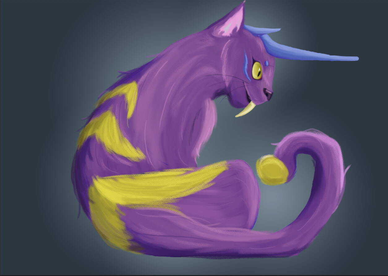 ArtStation - Horned fantasy cat
