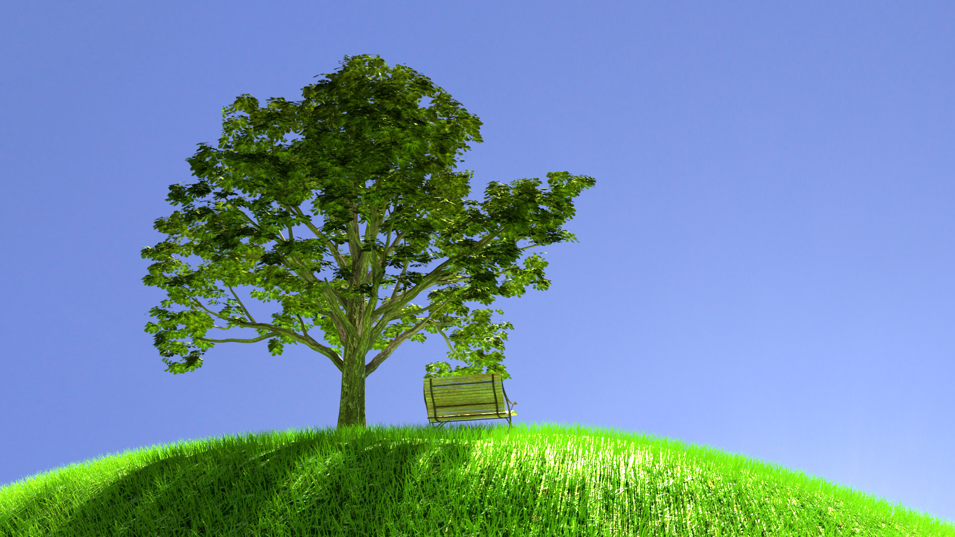 ArtStation - Bench on Hill with Seasonal Variants Scene