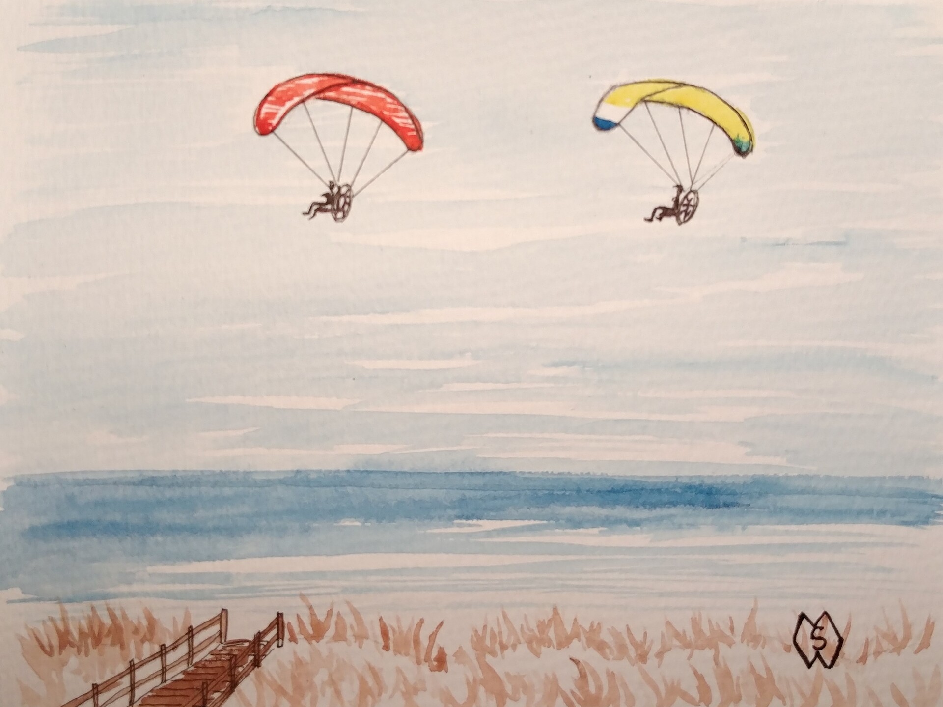 ArtStation - Paragliding along the beach