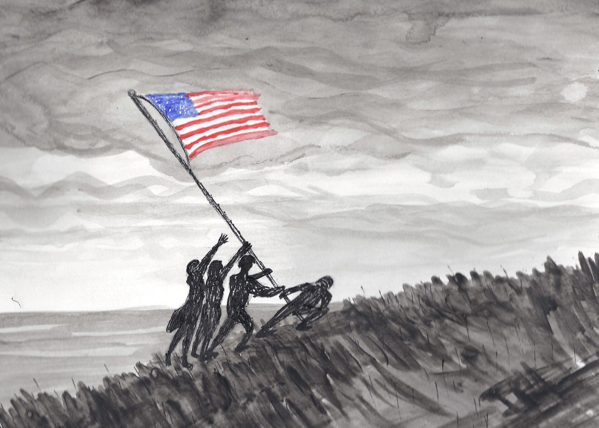Iwo Jima Memorial Drawing