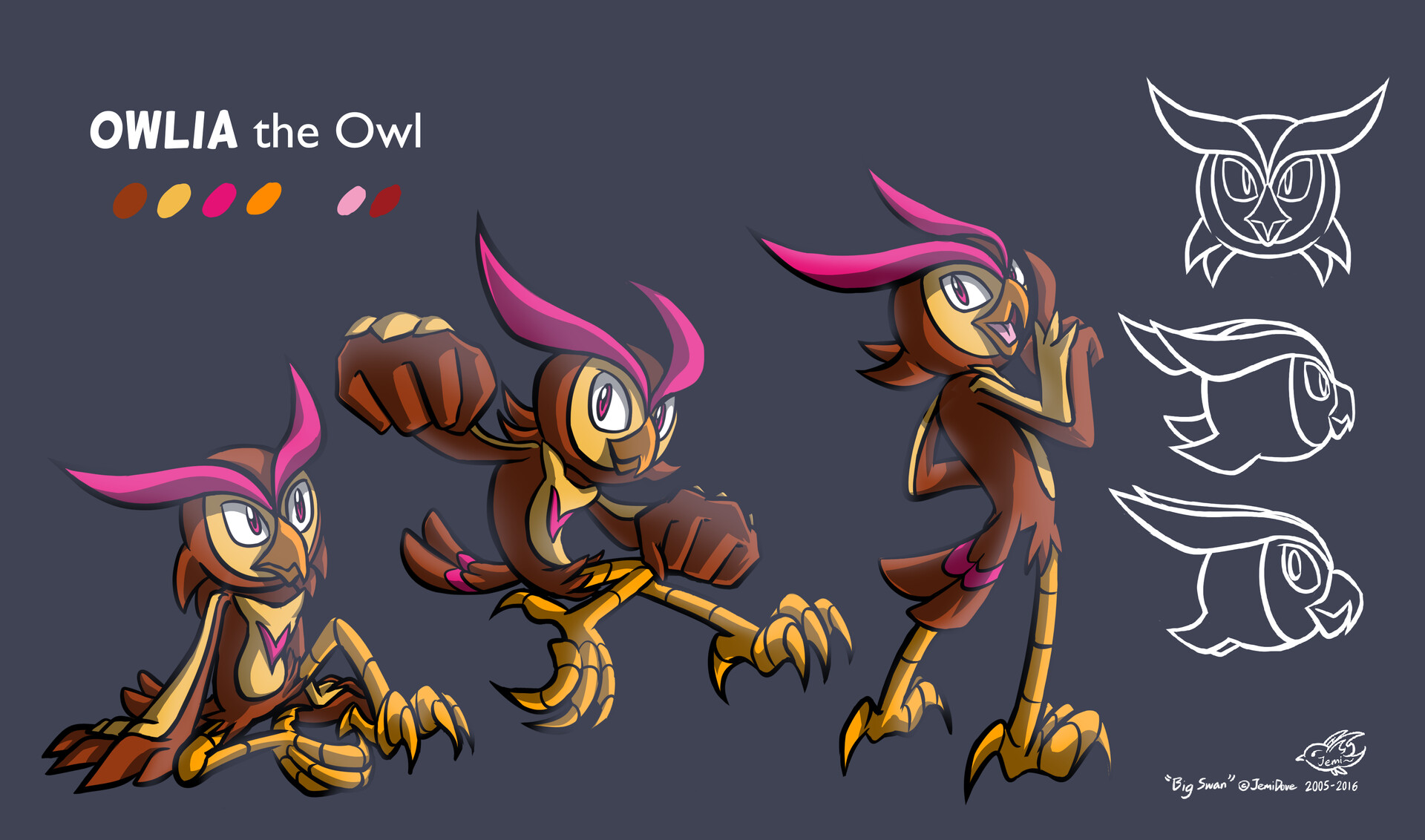Jemima Loke - Big Swan: Character reference sheets (2016)