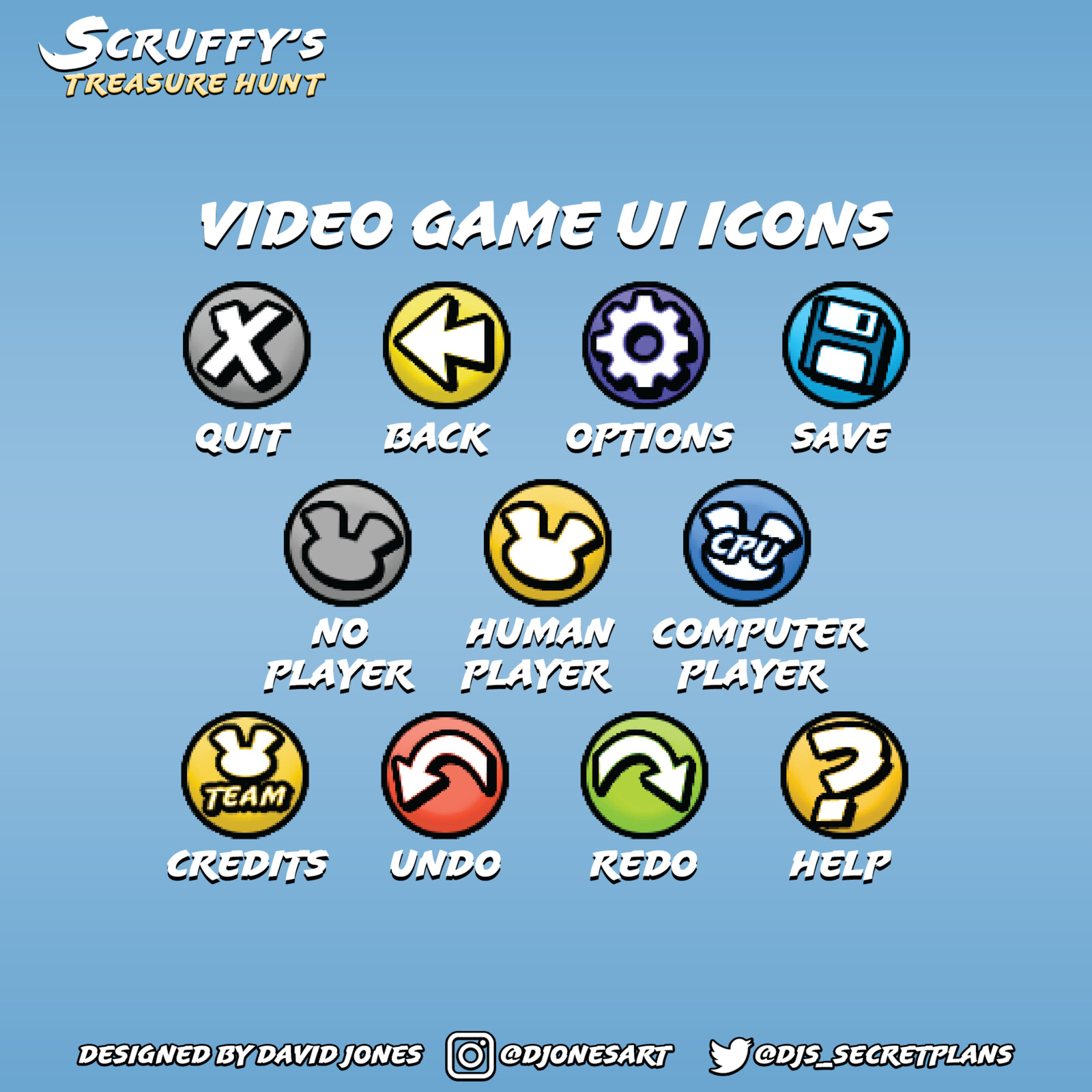David Jones - Scruffy's Treasure Hunt Video Game Assets: UI Icons