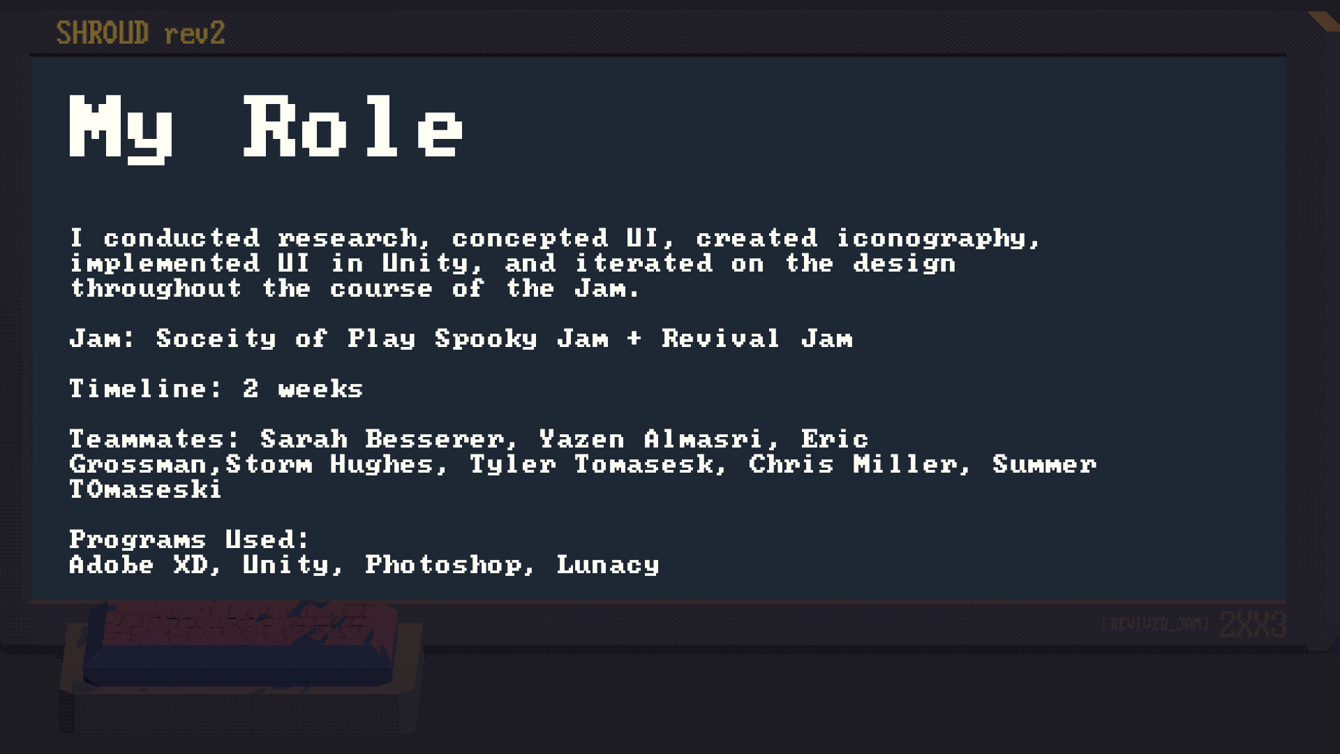 Sarah Besserer - Shroud - Game Jam