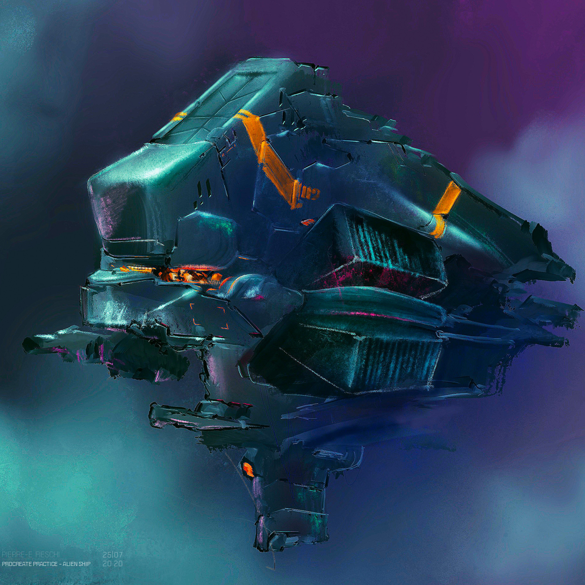 RENDERSTORM ARTSTATION - Alien Ship Study - Procreate Practice