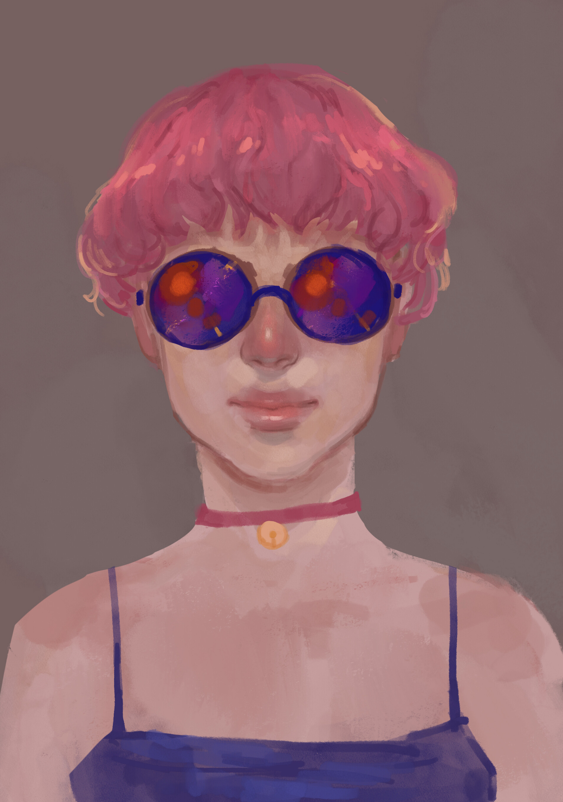 ArtStation - pink hair portrait