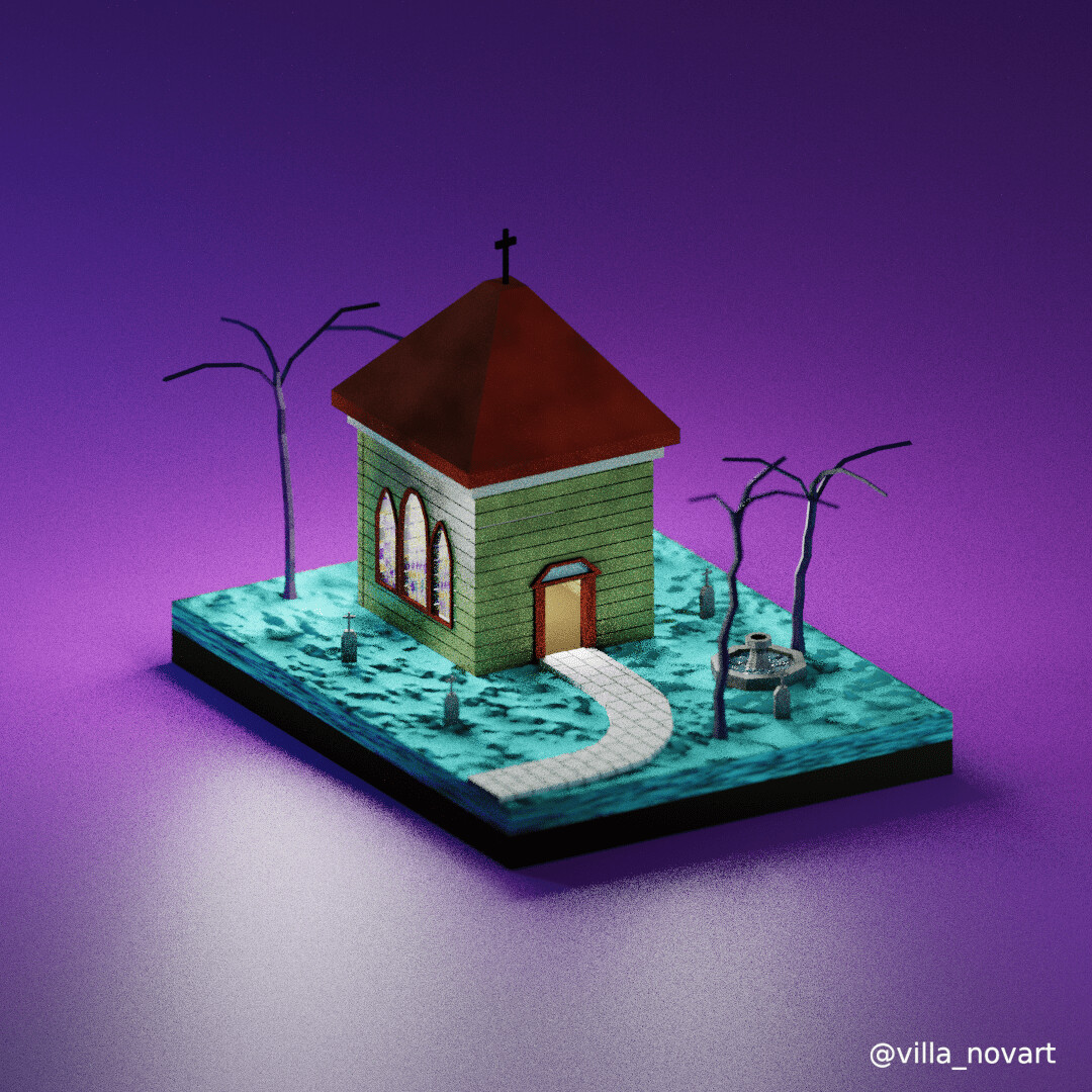 ArtStation - Church in the cemetery