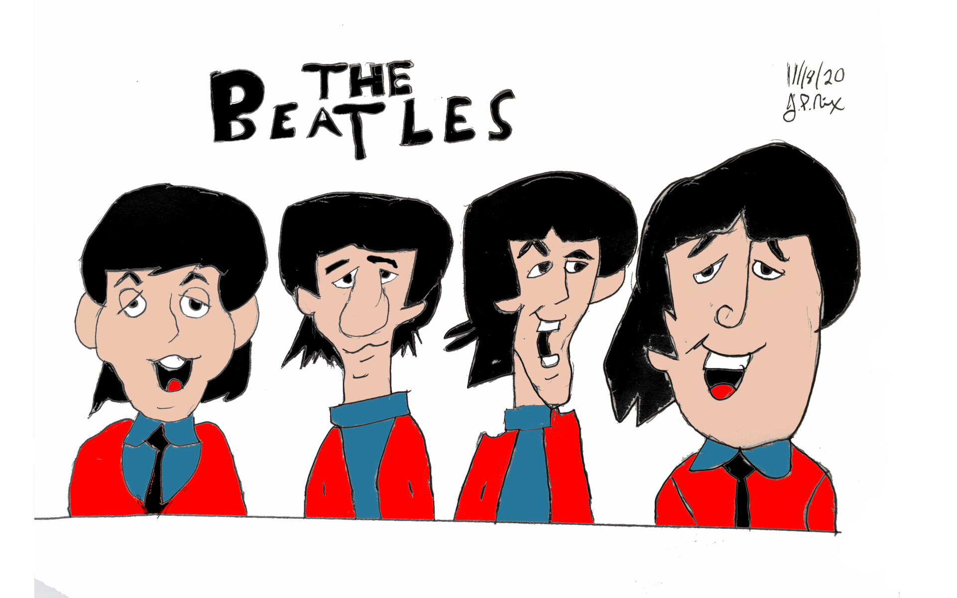 ArtStation - Beatles sketch with and without color