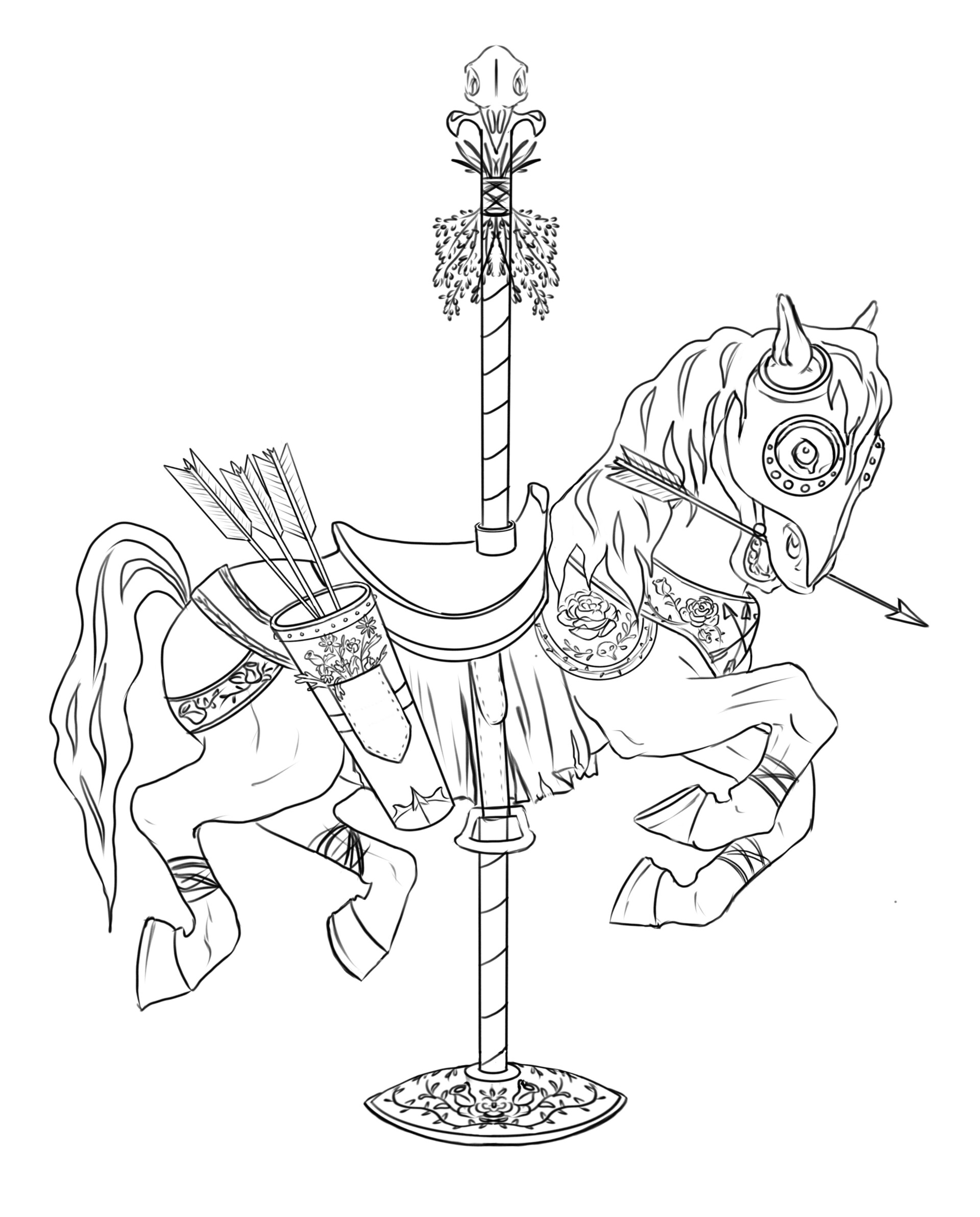 Printable Carousel Horse Coloring Pages