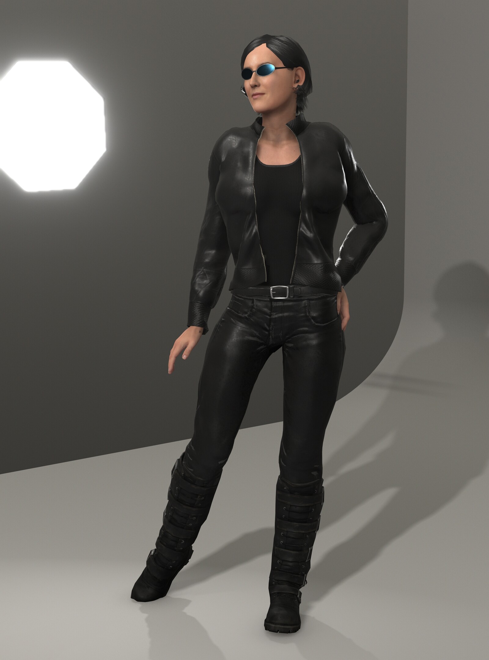 Carrie Anne Moss Leather