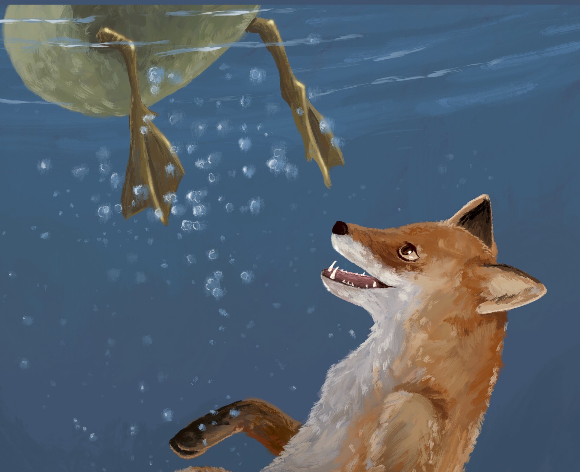ArtStation - Swimming Fox