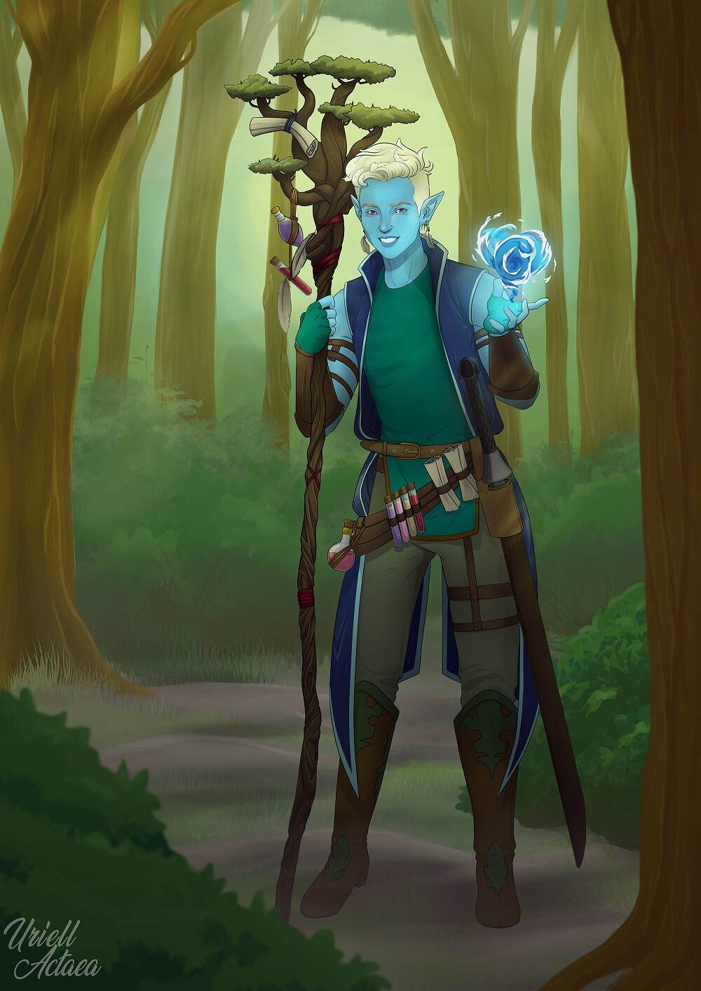 ArtStation - Caspian, Water Genasi Druid