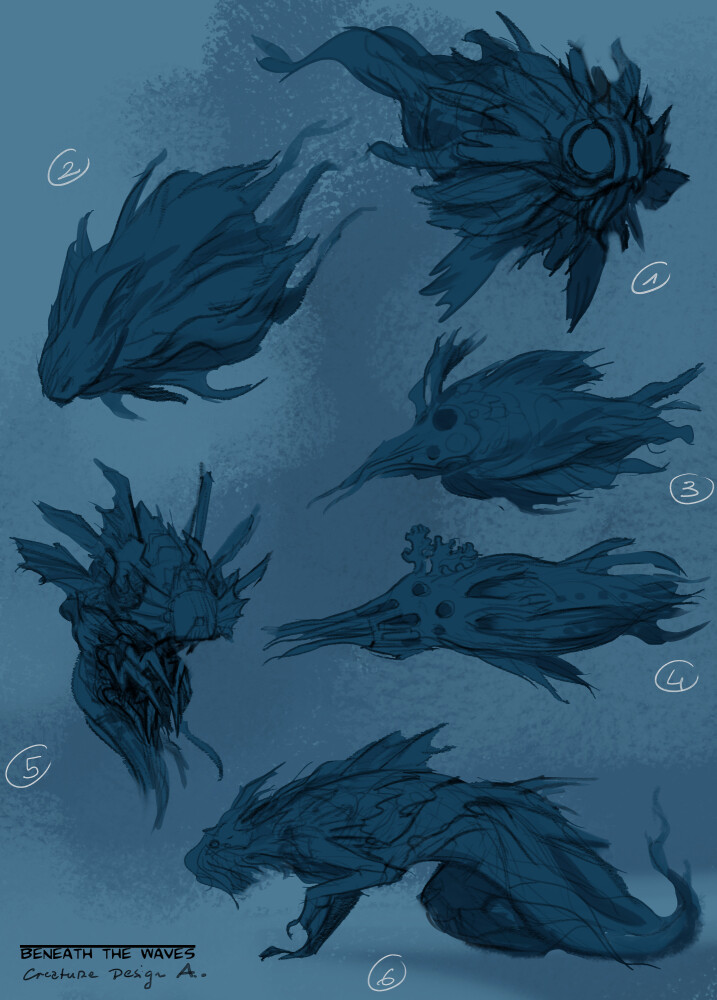 ArtStation - Rough sea creature designs for Beneath the waves challenge