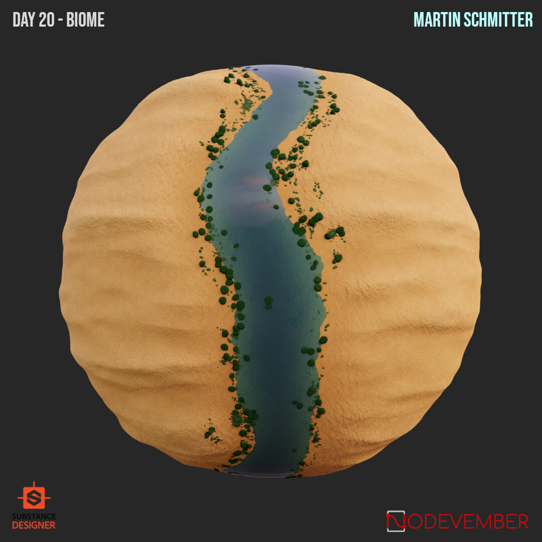 ArtStation - Nodevember 2020 - Day 20 - Biome (Stylized Desert River)