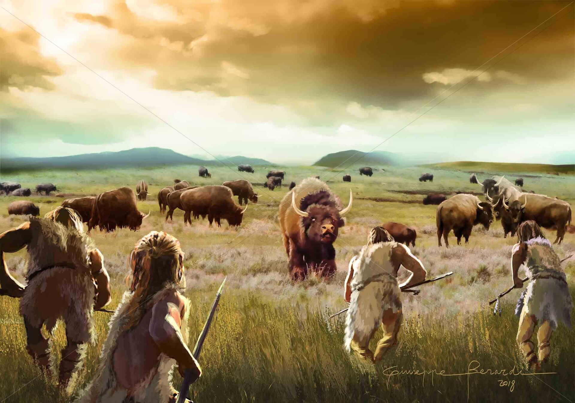 ArtStation - Bison hunters in prehistory