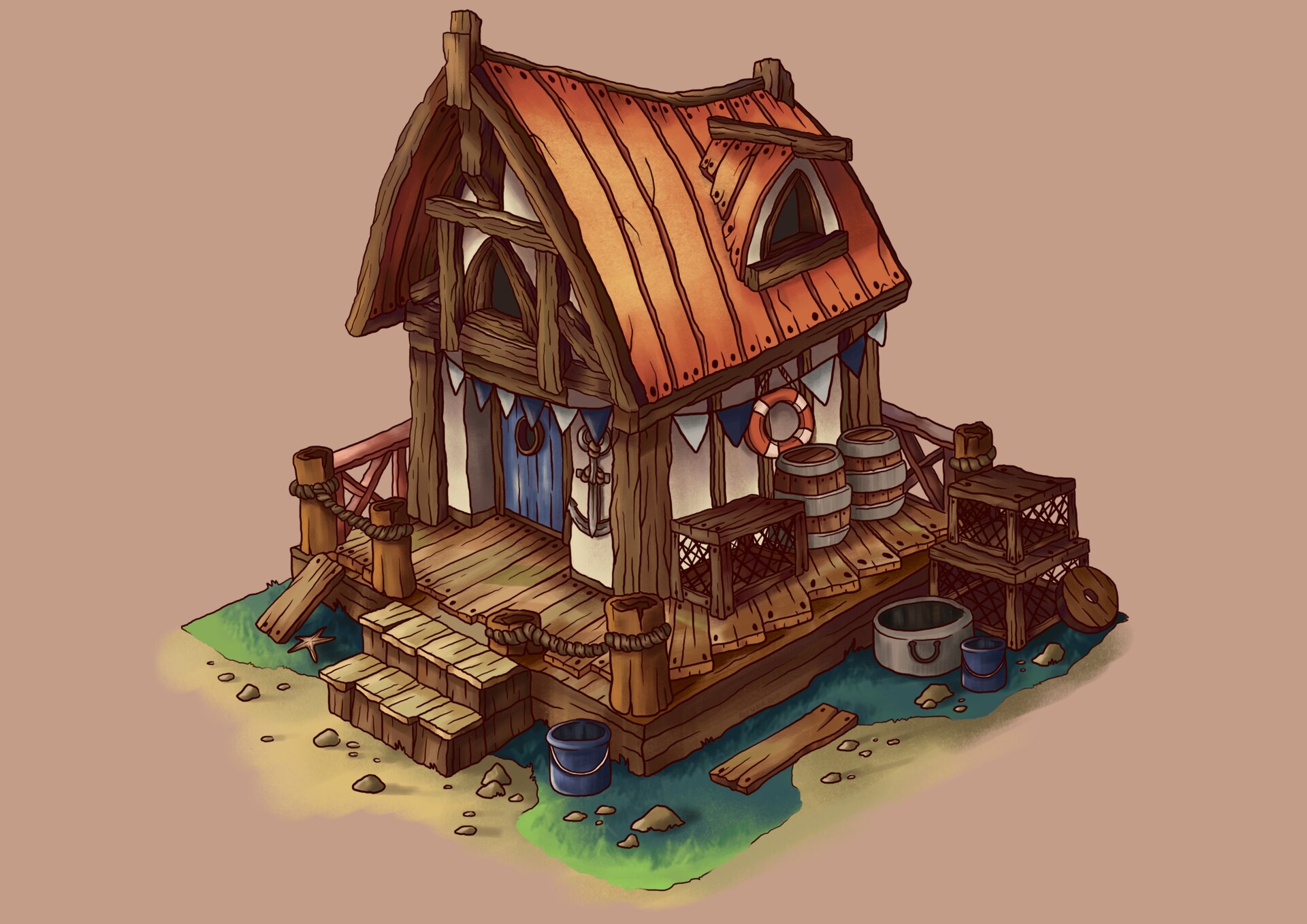 ArtStation - River Hut - Concept