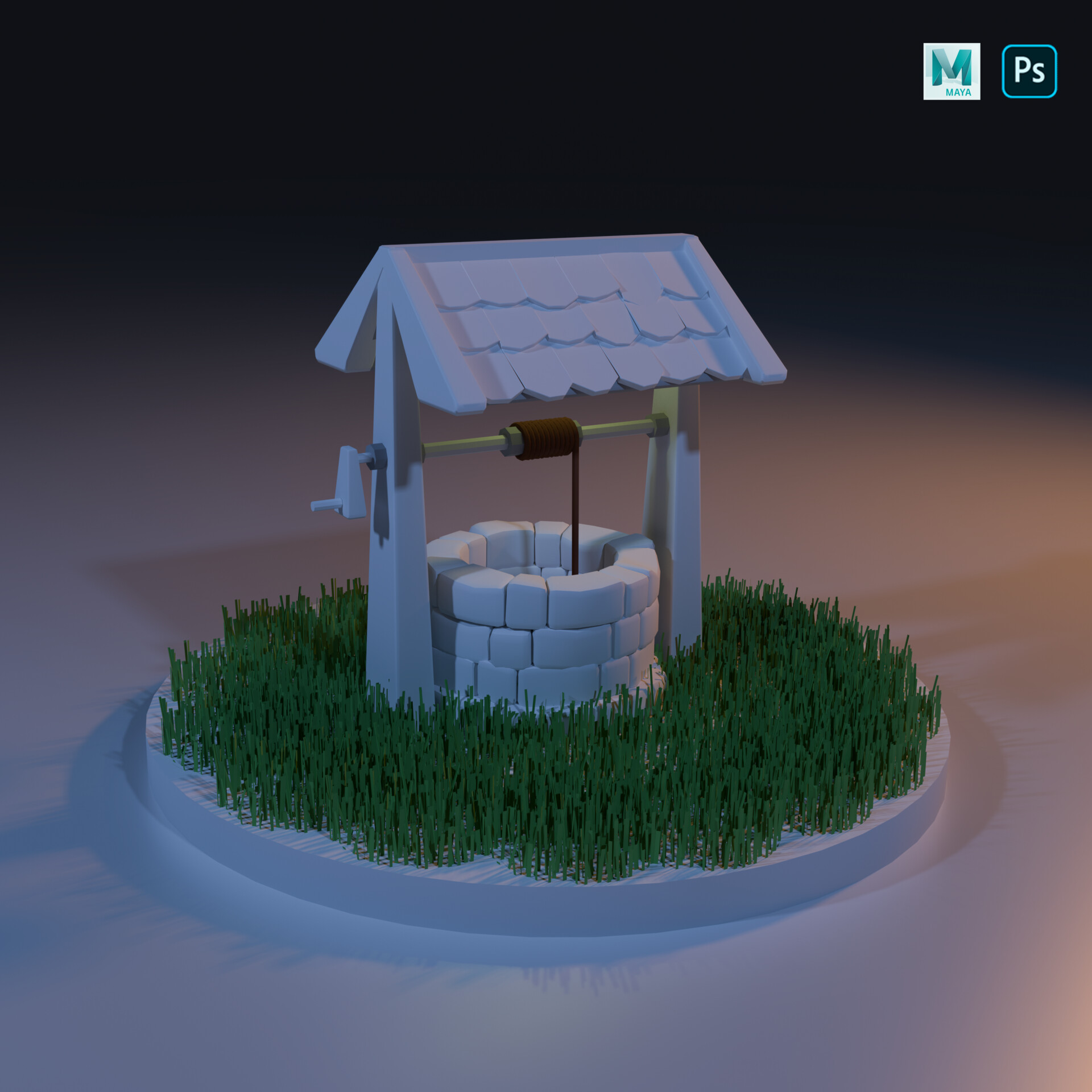 ArtStation - 3d modelling of a cartoon well