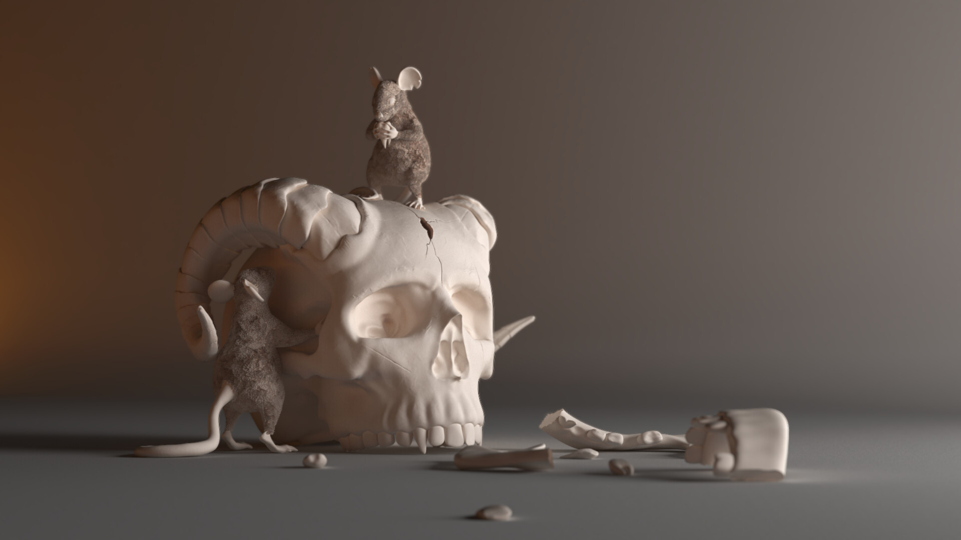 ArtStation - Rats on skull