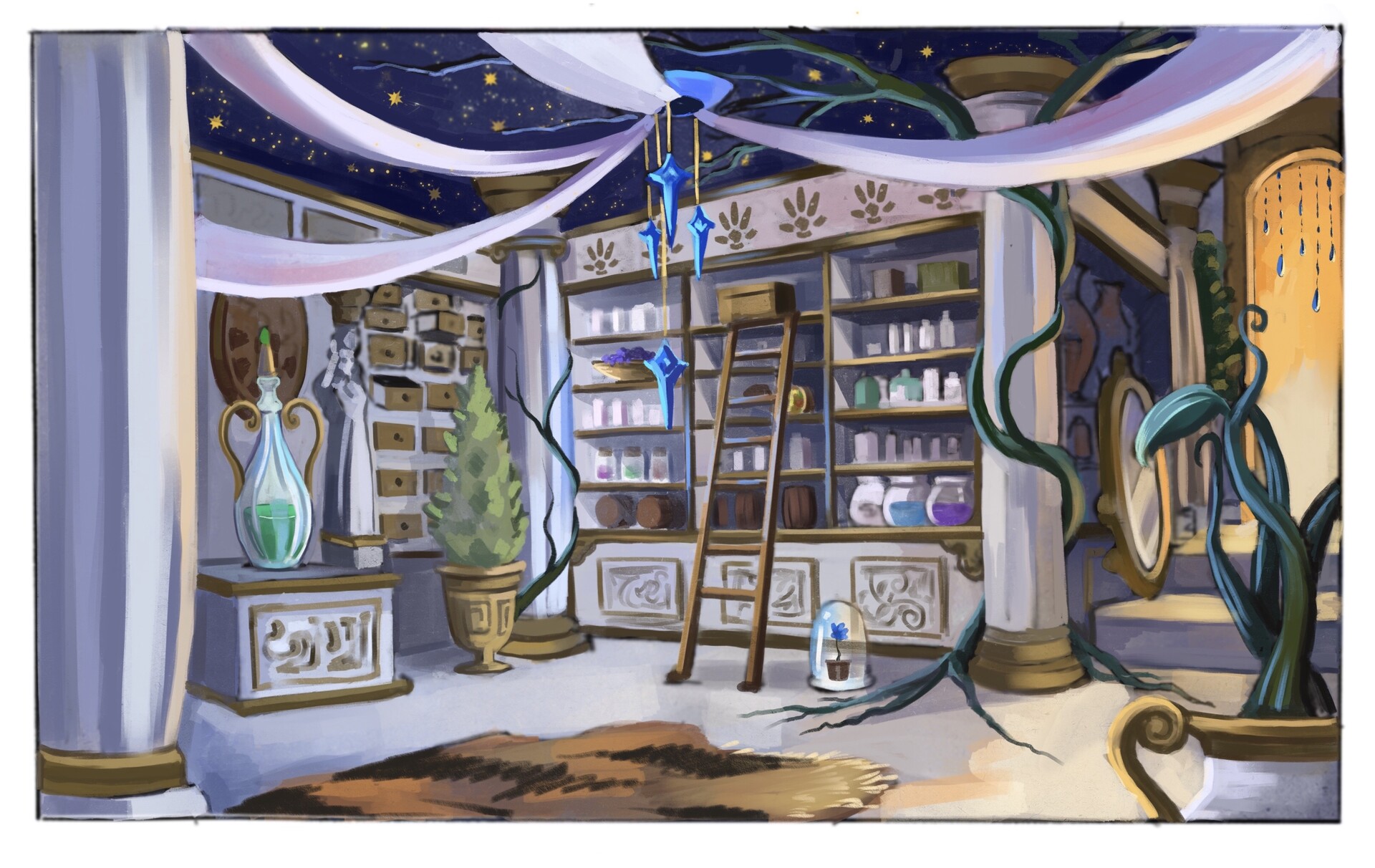 ArtStation - Magic potion store in ancient Greece (2019)