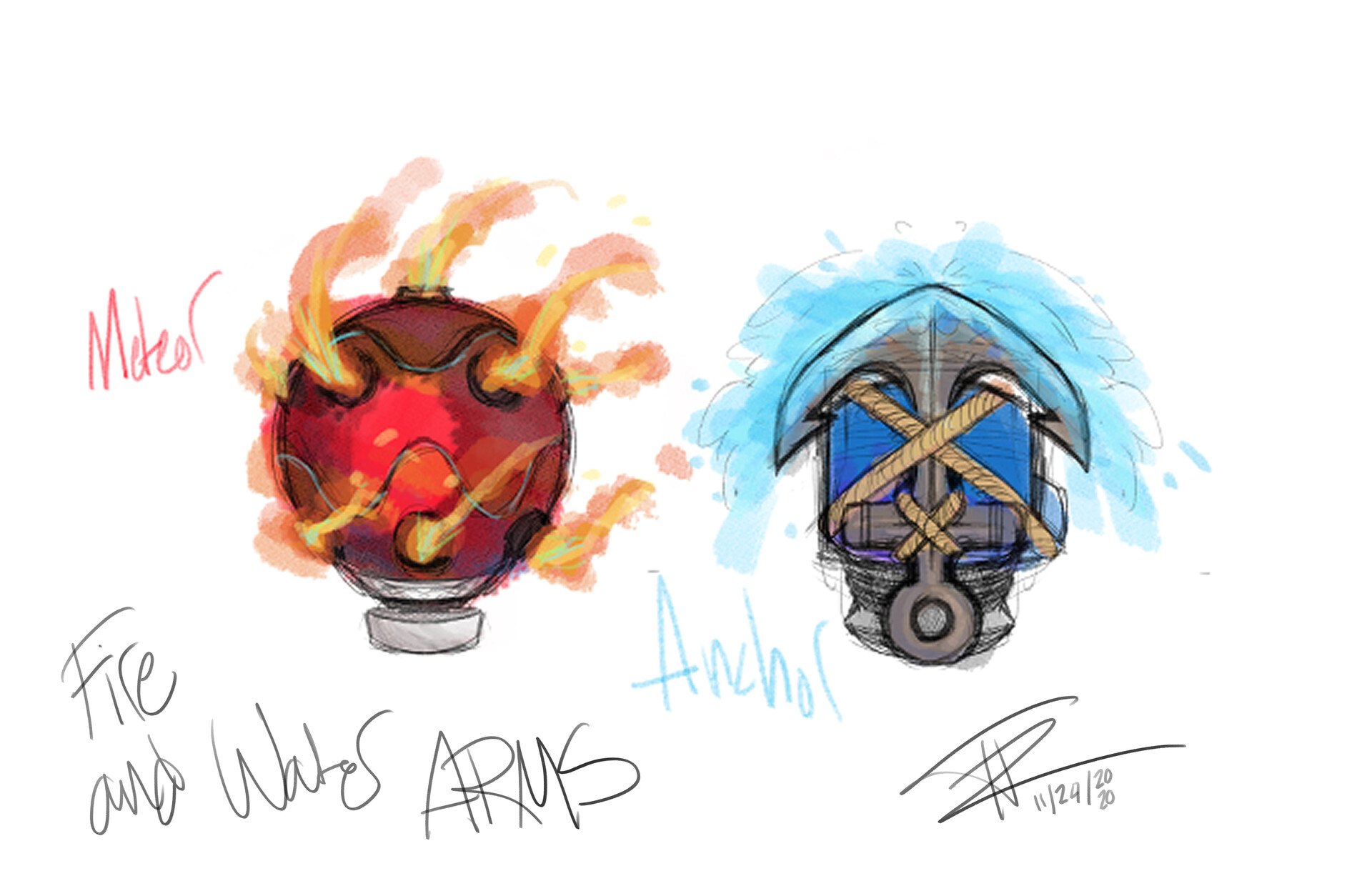 ArtStation - ARMS Idea Water and Fire!!!
