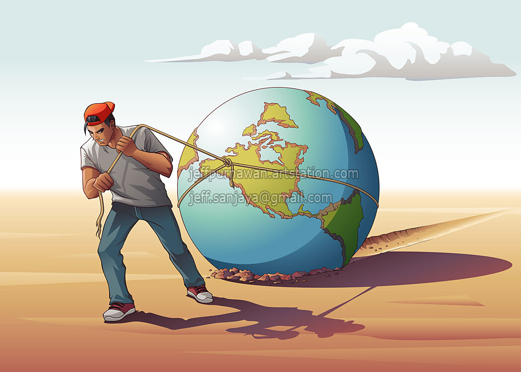 ArtStation - Man Dragging Globe