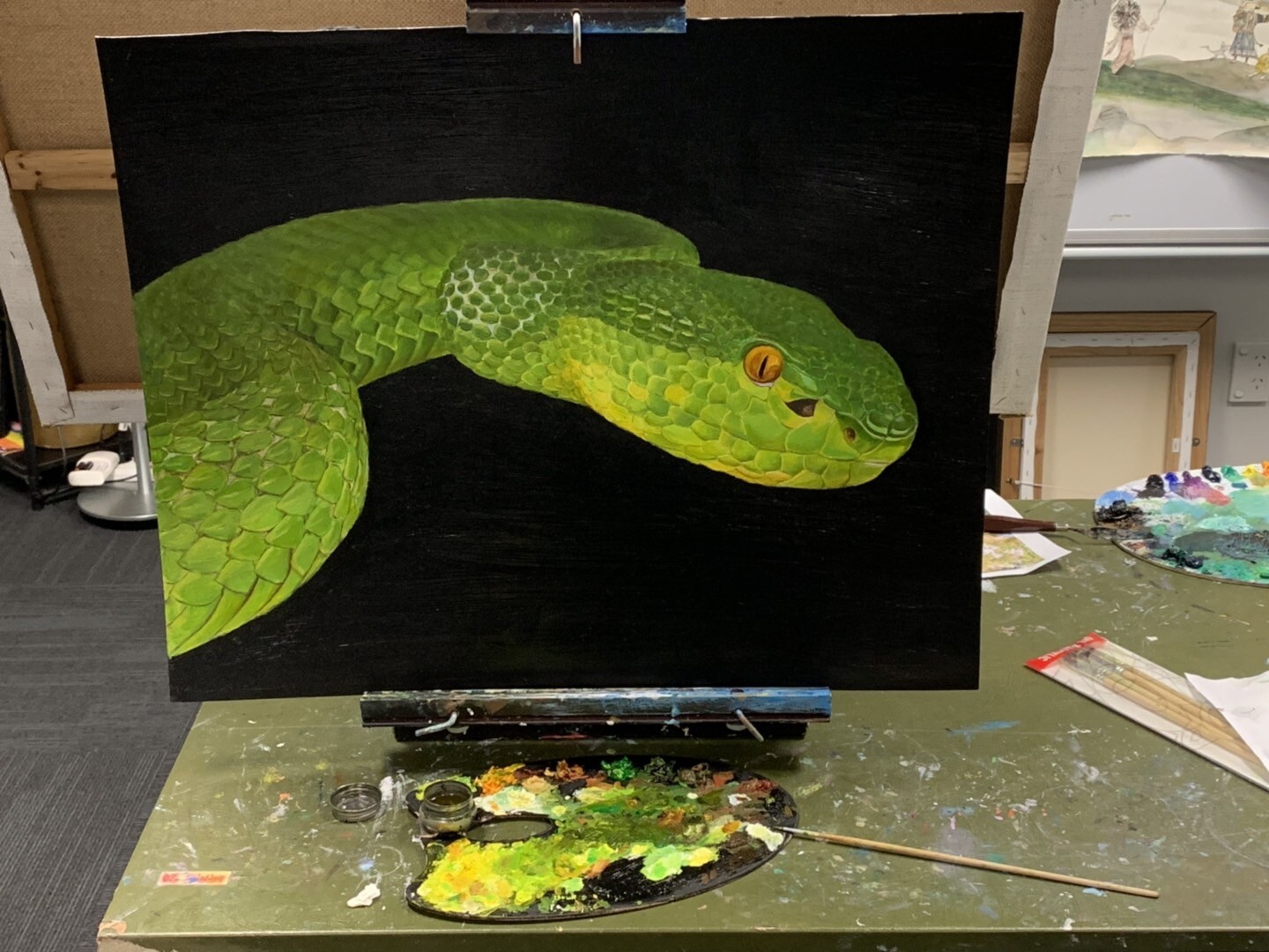 Jiapeng (Chris) Cheng - Oil Painting - Green Snake