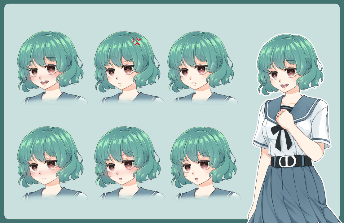 ArtStation - Girl with Green Hair Sprite