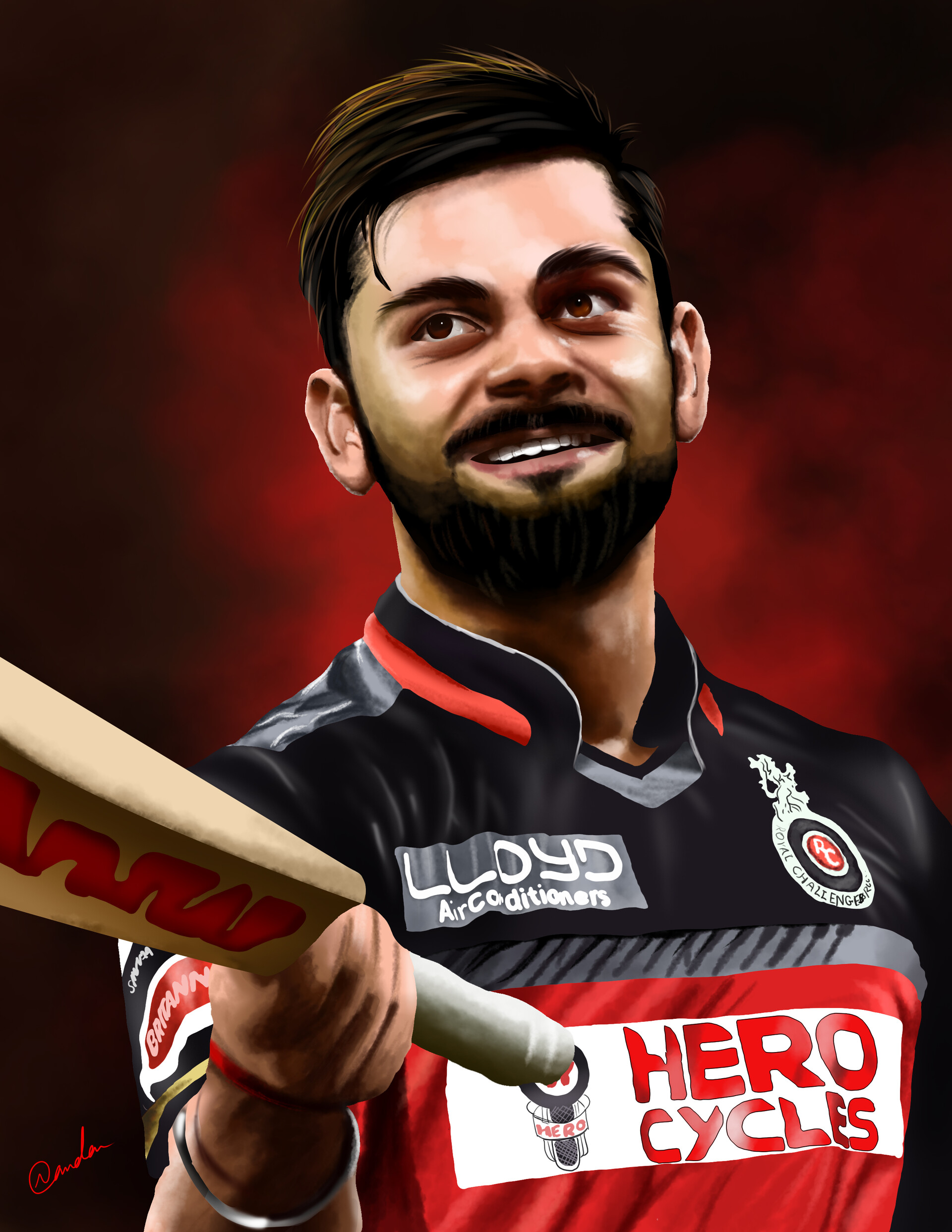 how to draw portrait of virat kohli