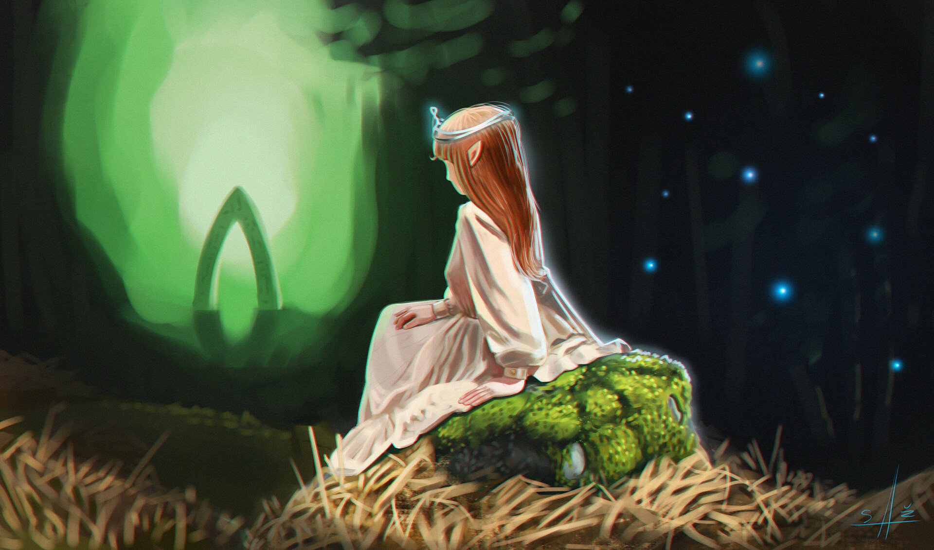 ArtStation - Small girl elf in a fairy forest