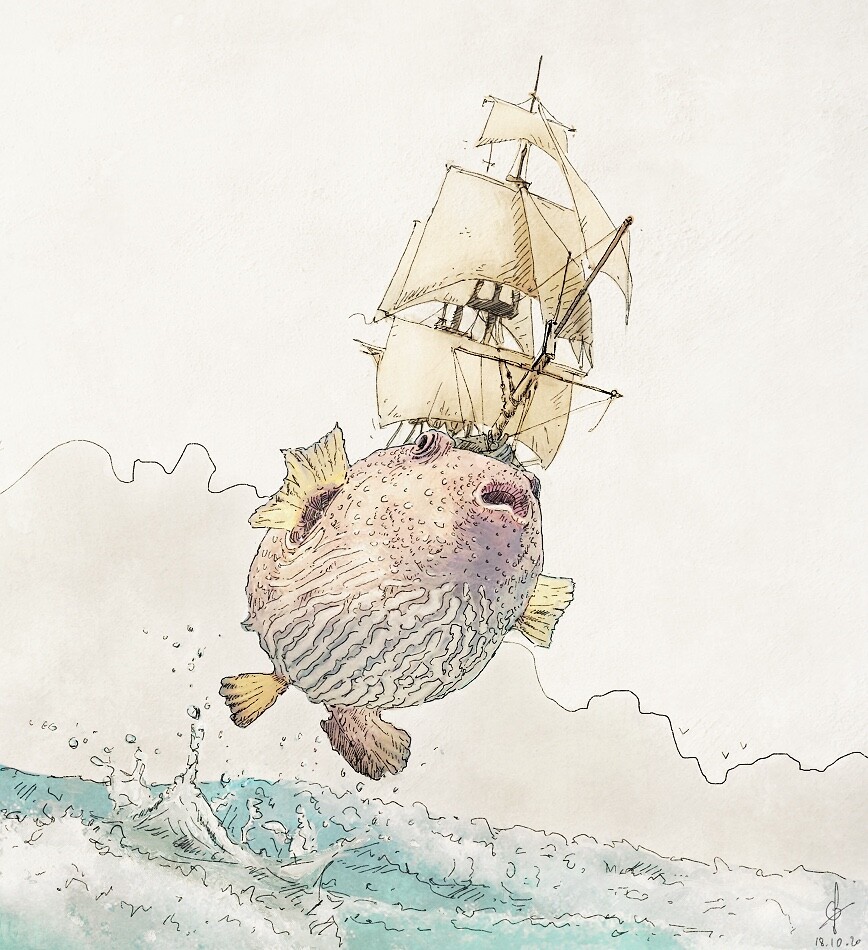 ArtStation - Jumping Fish&Ship