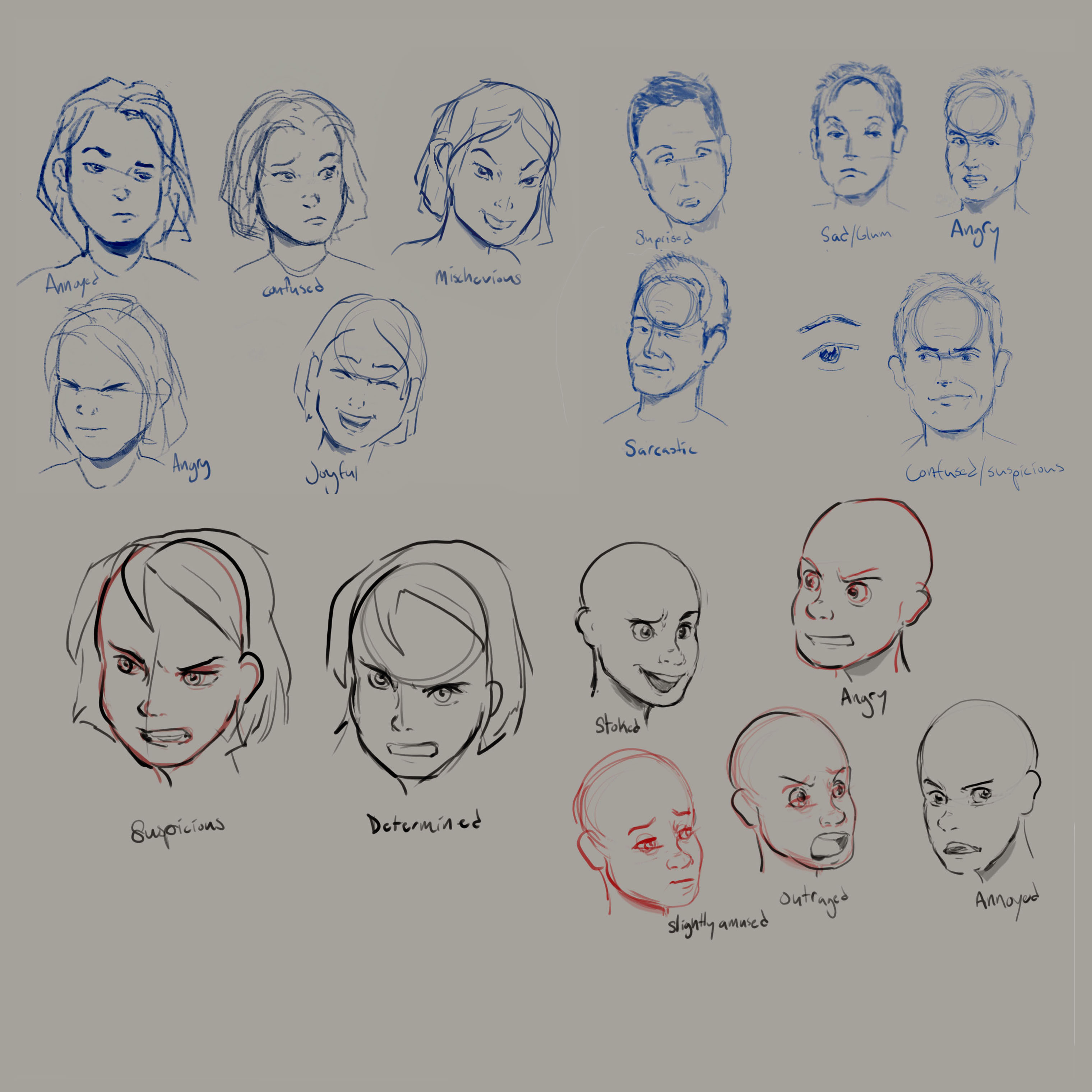 Confused Facial Expression Drawing