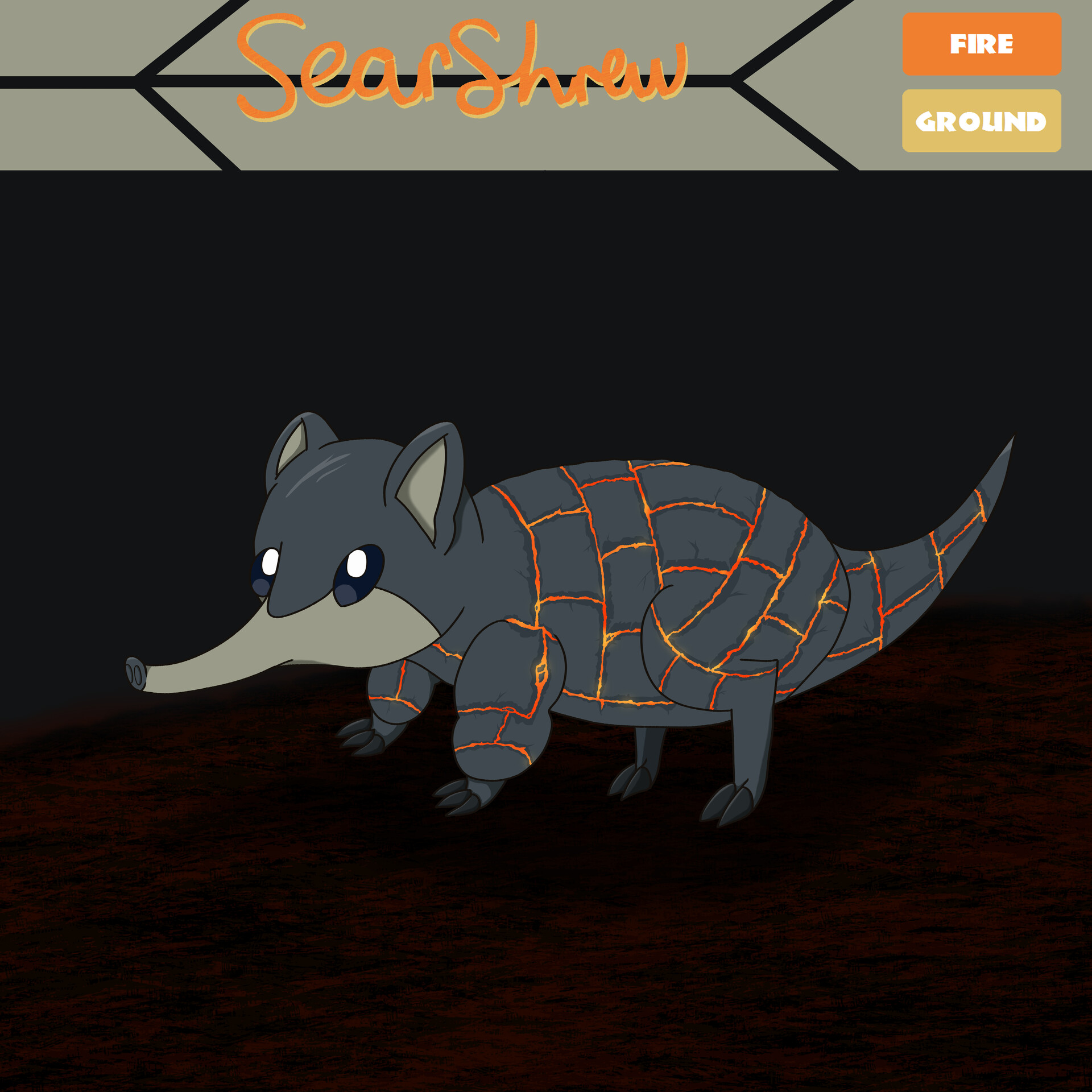ArtStation - Searshrew the fire type variant of Sandshrew