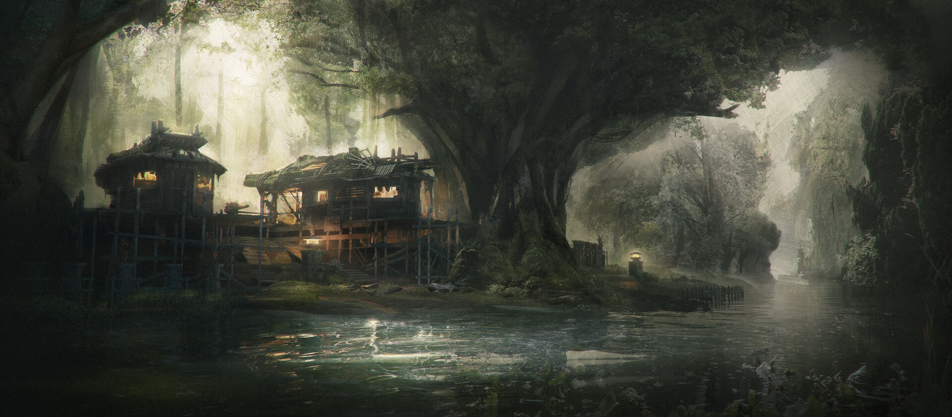 ArtStation - Tropical swamp farm houses