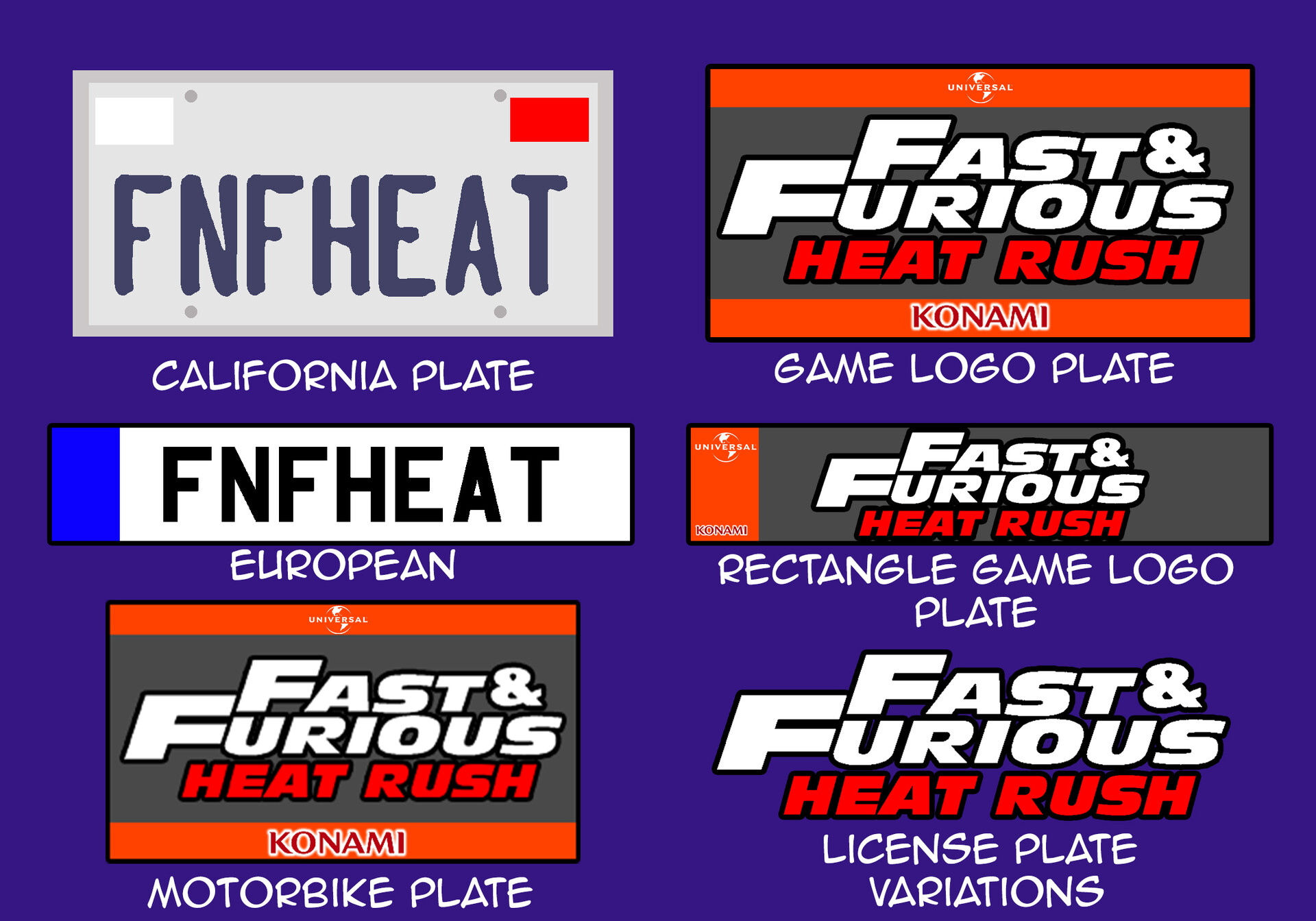 ArtStation - Fast and Furious: Heat Rush - License Plates Variations