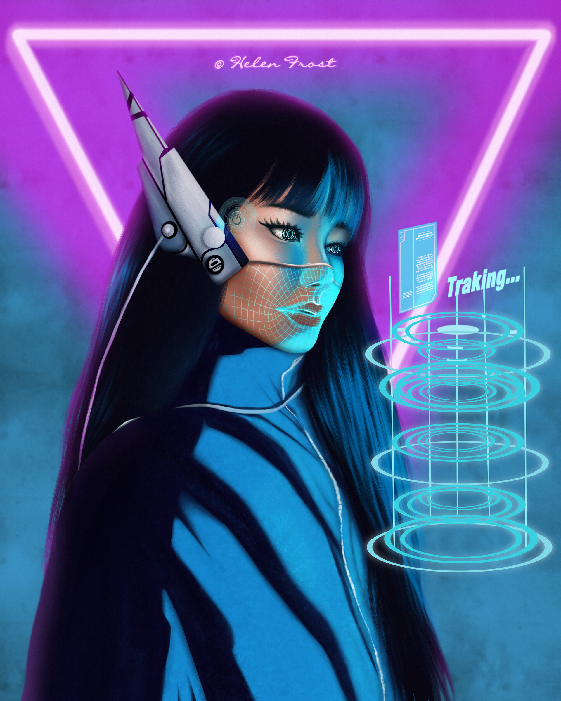 ArtStation - Neon cyber girl - Speedpaint