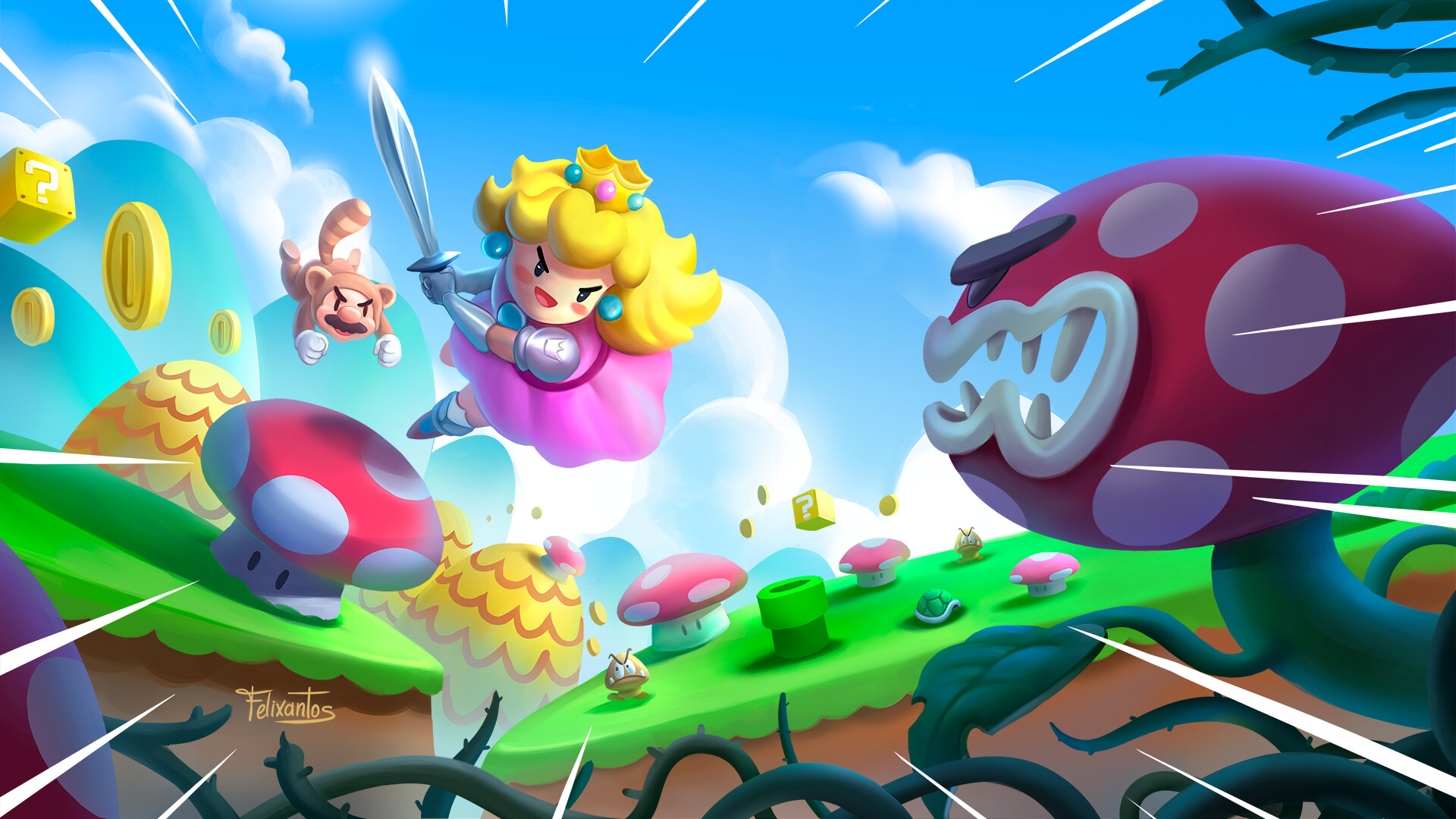 ArtStation - Princess Peach with the killer sword