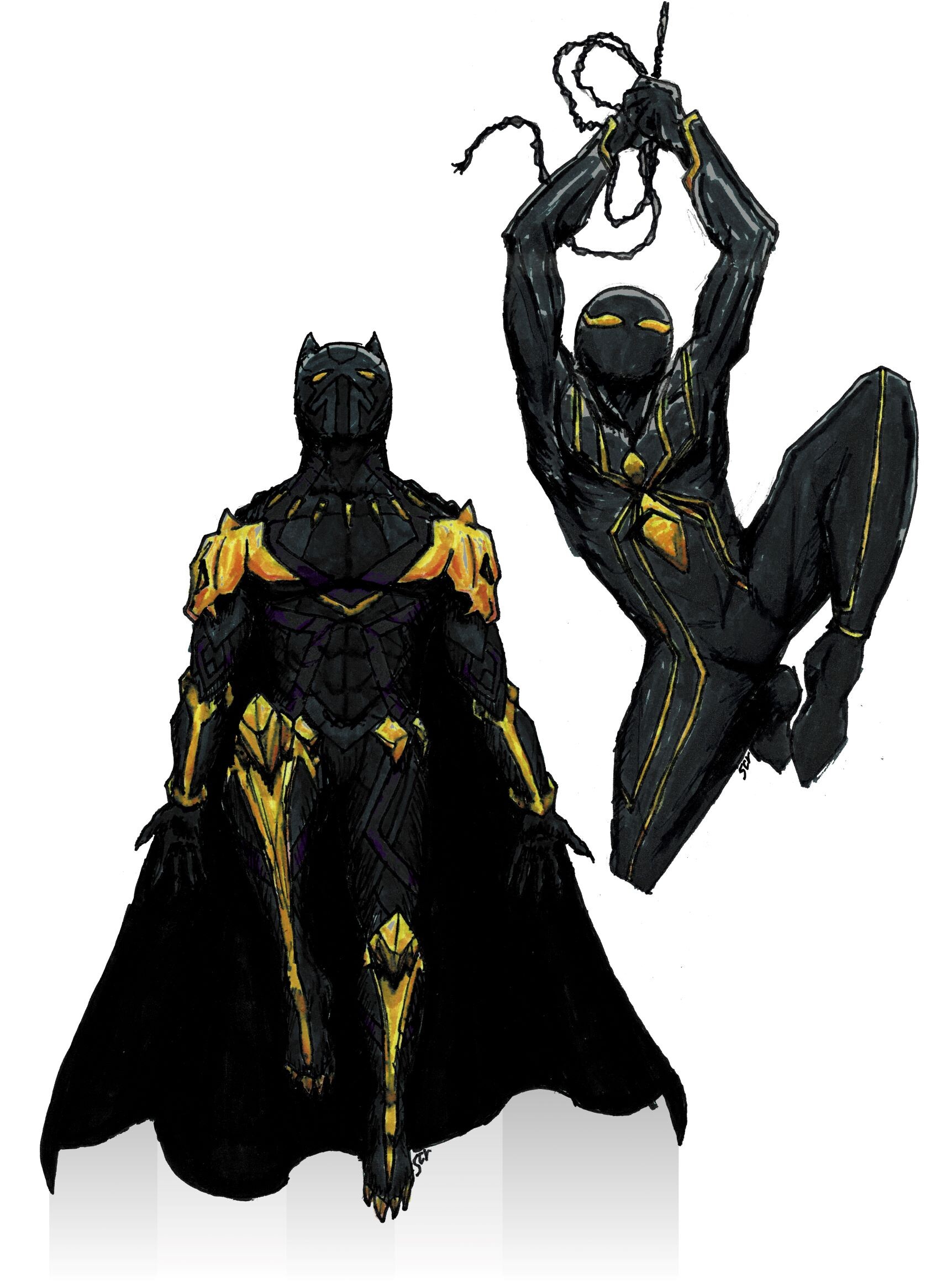 how to draw gold black panther