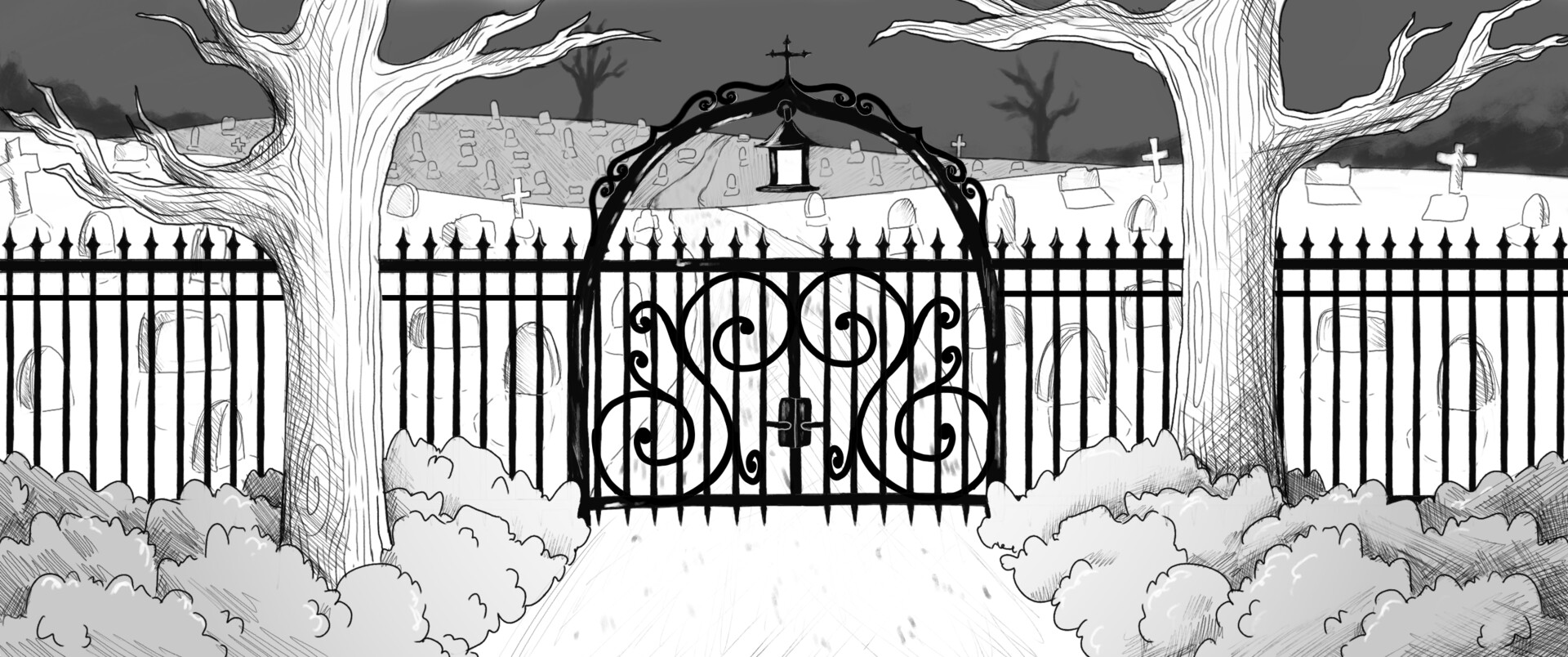 scary gate drawing