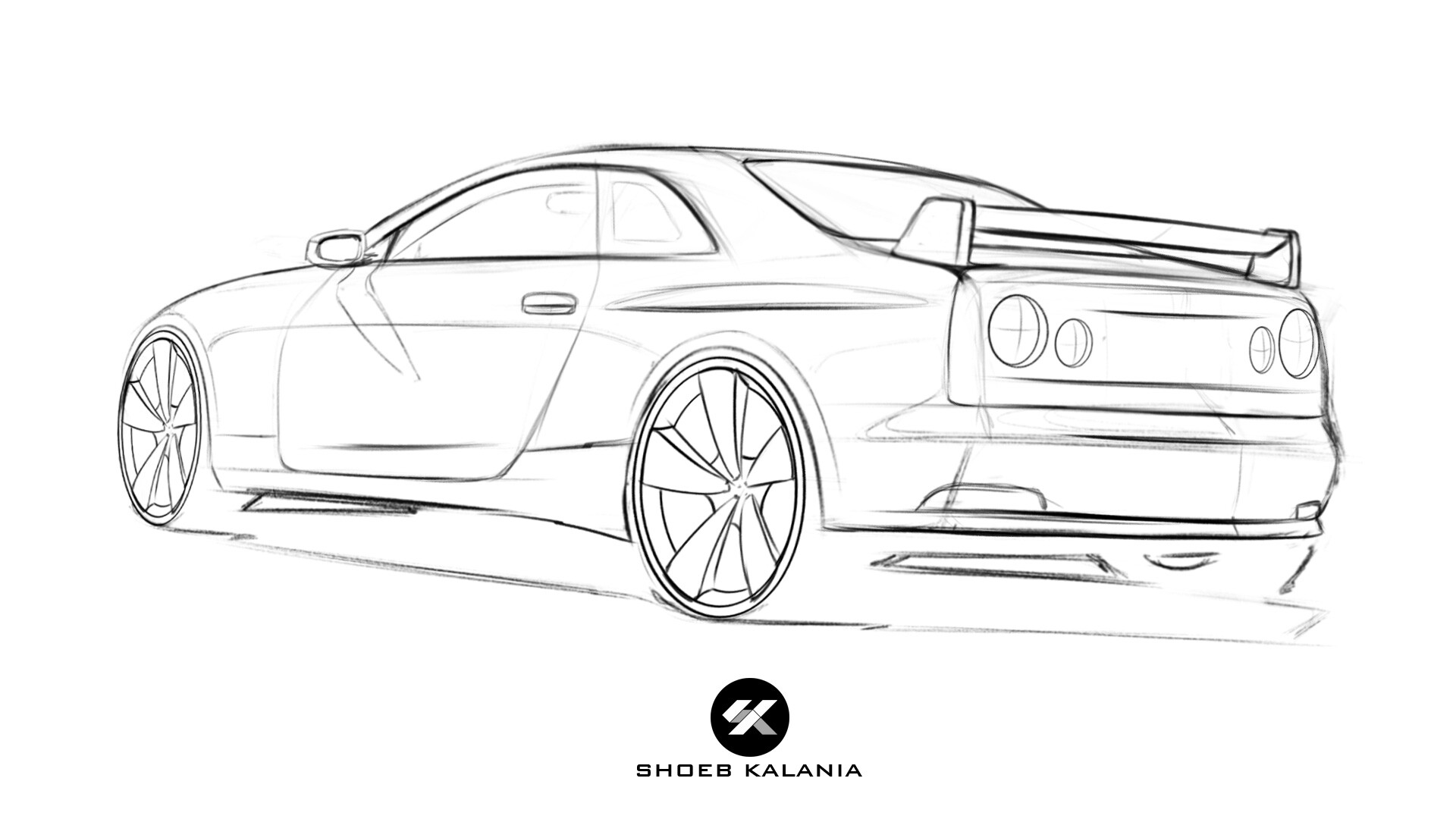 how to draw a car nissan skyline