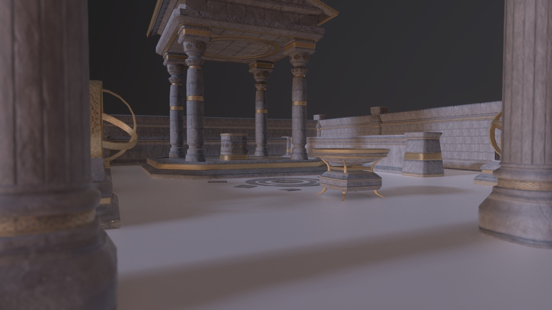 Jason Hu - Temple Trimsheet - 3D minor enviormental art
