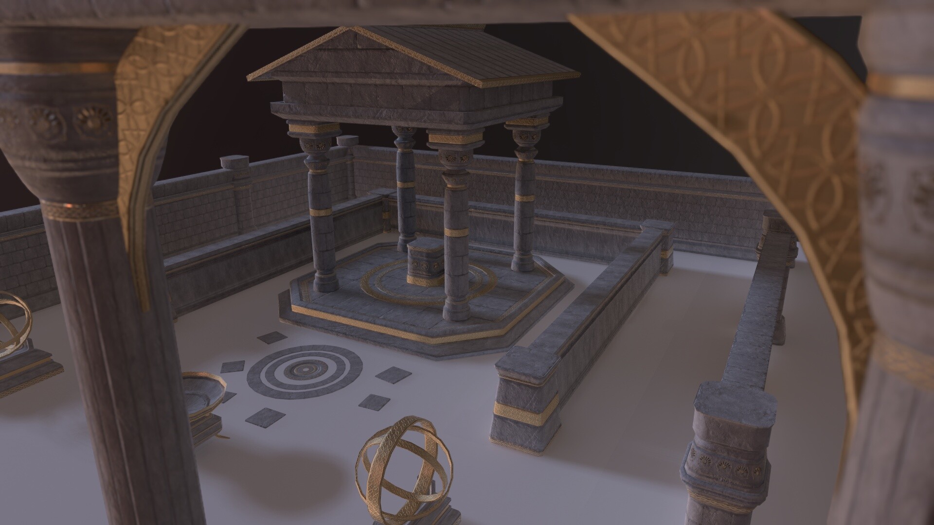 Jason Hu - Temple Trimsheet - 3D minor enviormental art