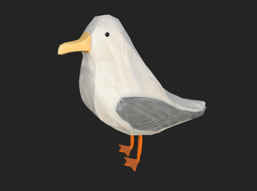 Cassandra Watts - Seagull [Low Poly] for WIP Game, "Turtle Voyage" [Unity]