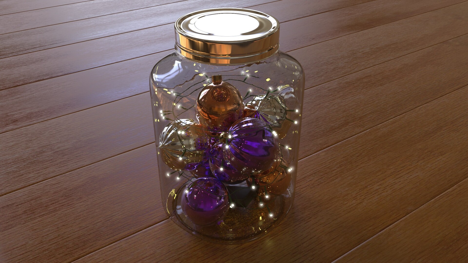 ArtStation - CGI-Glass Jar-Christmas Baubles and Fairy Lights