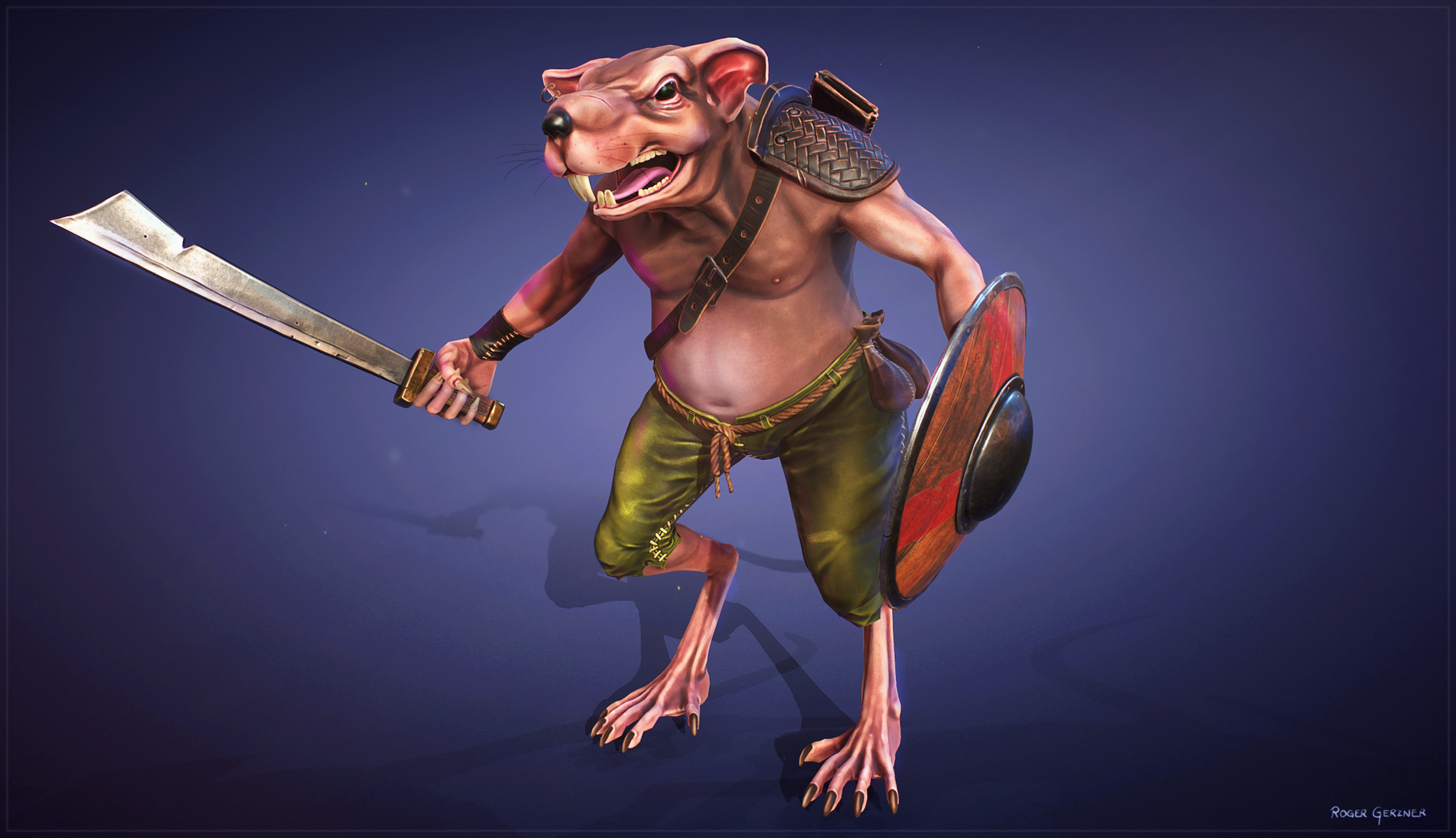 Roger Gerzner - Ratkin Warrior (Wizardry 7 Fan Art)