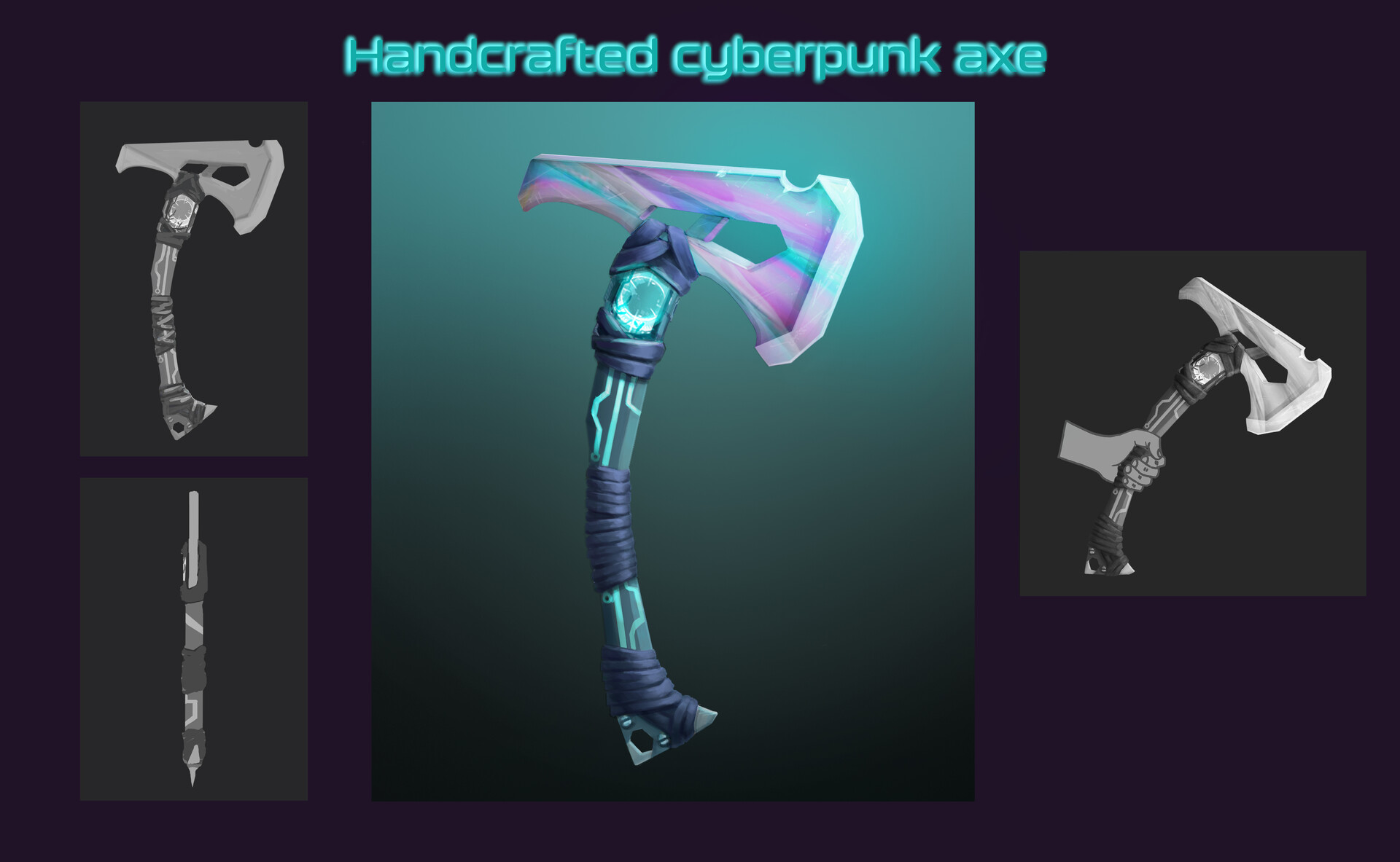 ArtStation - Handcrafted cyberpunk axe