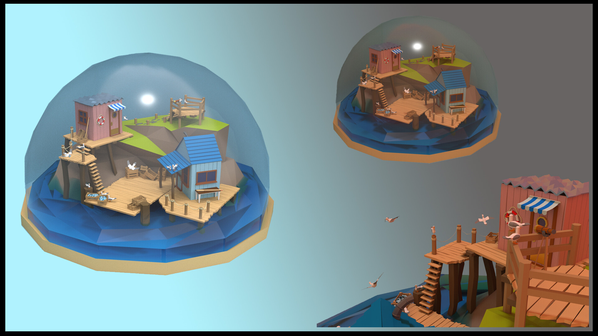 ArtStation - Harbor fishing Low Poly